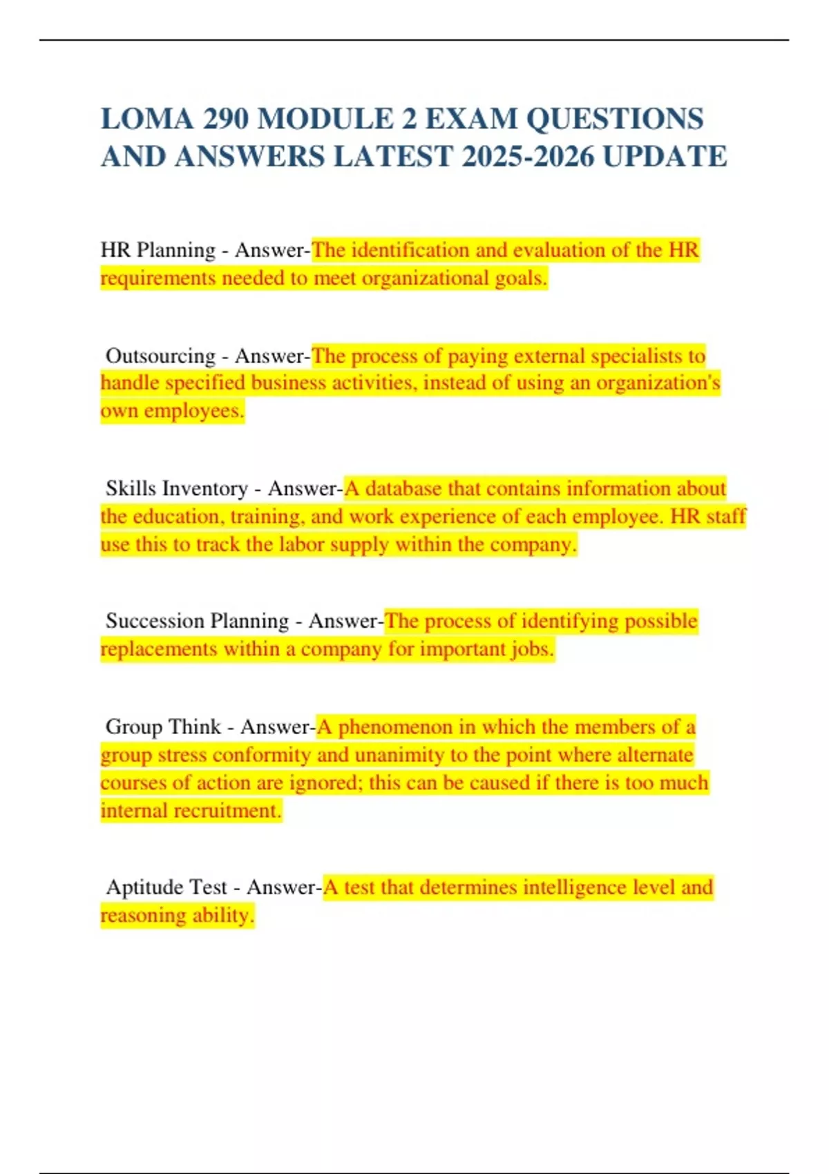 LOMA 290 MODULE 2 EXAM QUESTIONS AND ANSWERS LATEST UPDATE - LOMA 290 ...