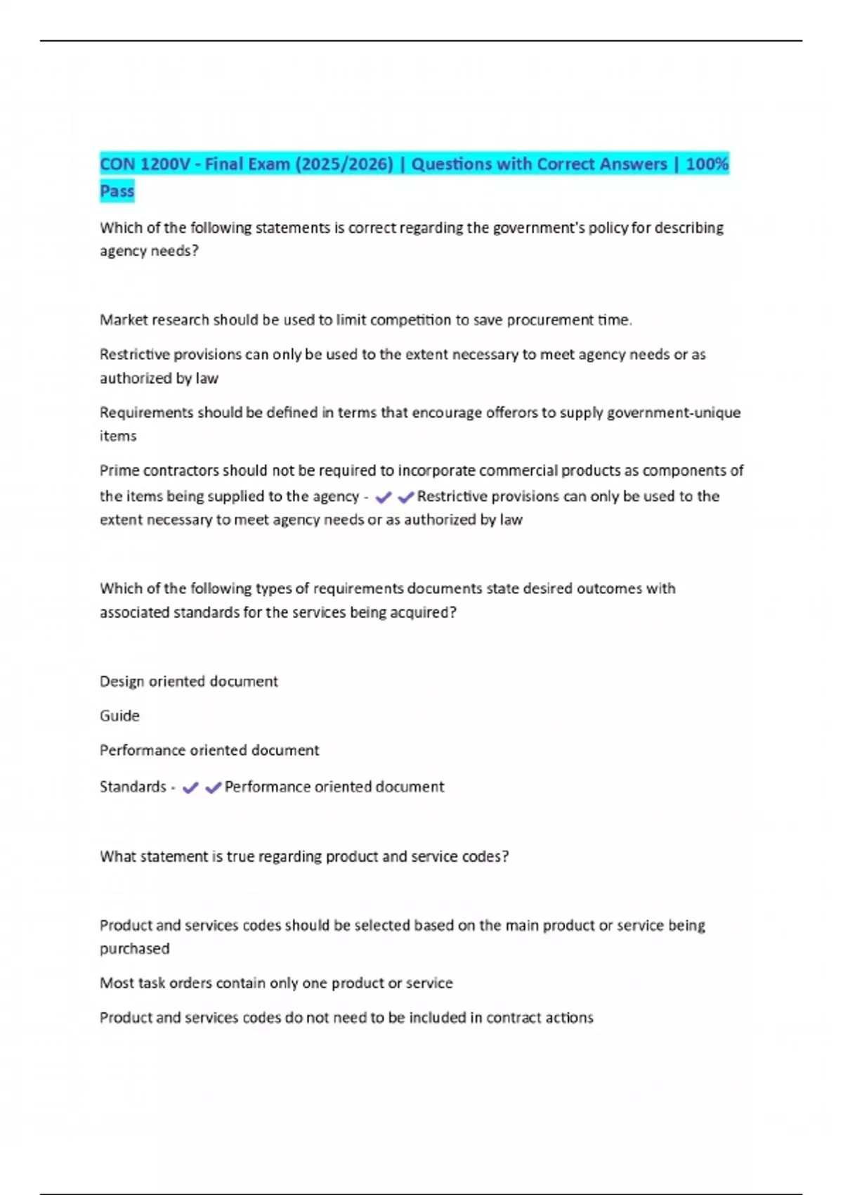 CON 1200V - Final Exam (2025/2026) | Questions with Correct Answers ...