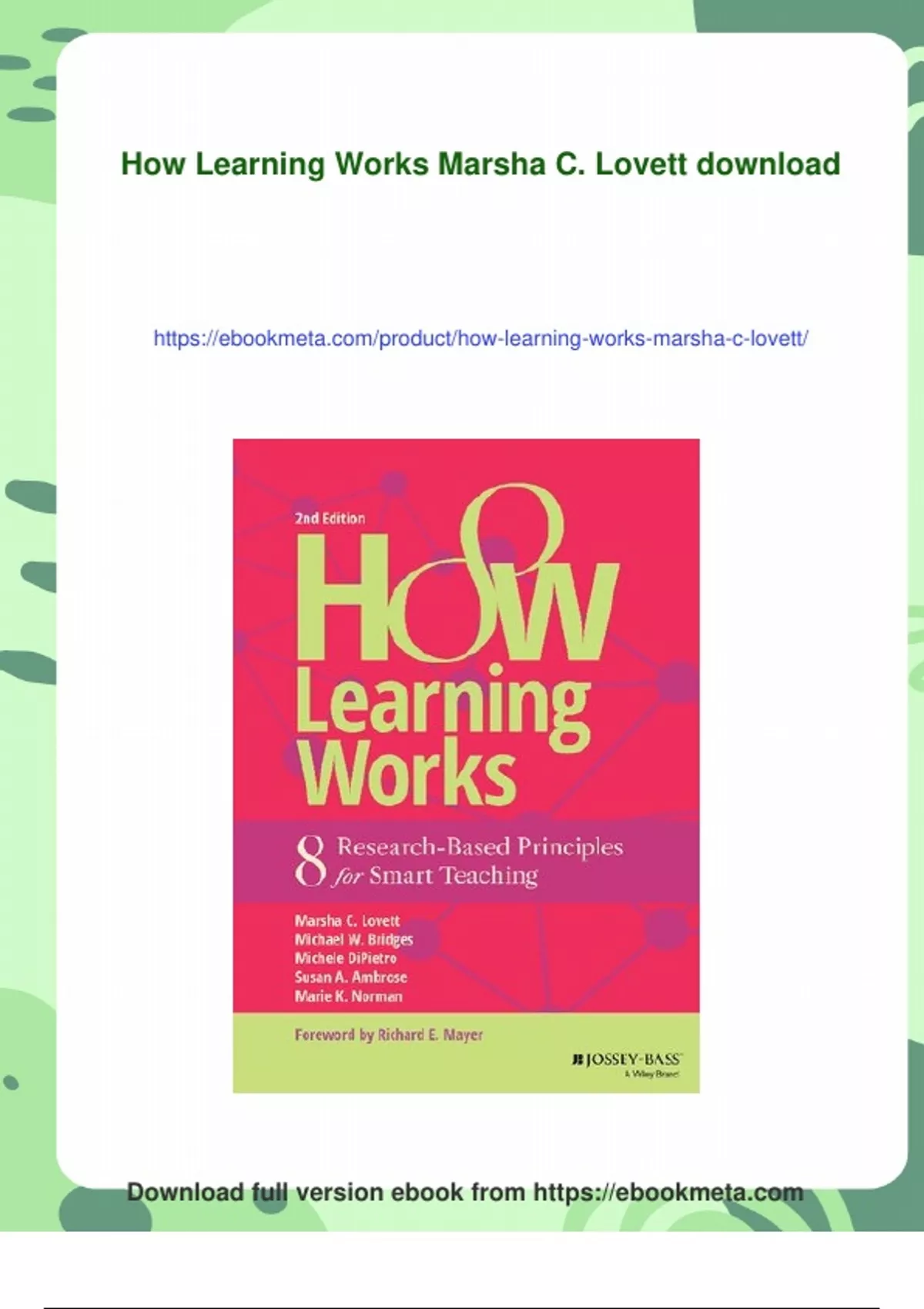 Summary How Learning Works Marsha C. Lovett - Digital Download ...