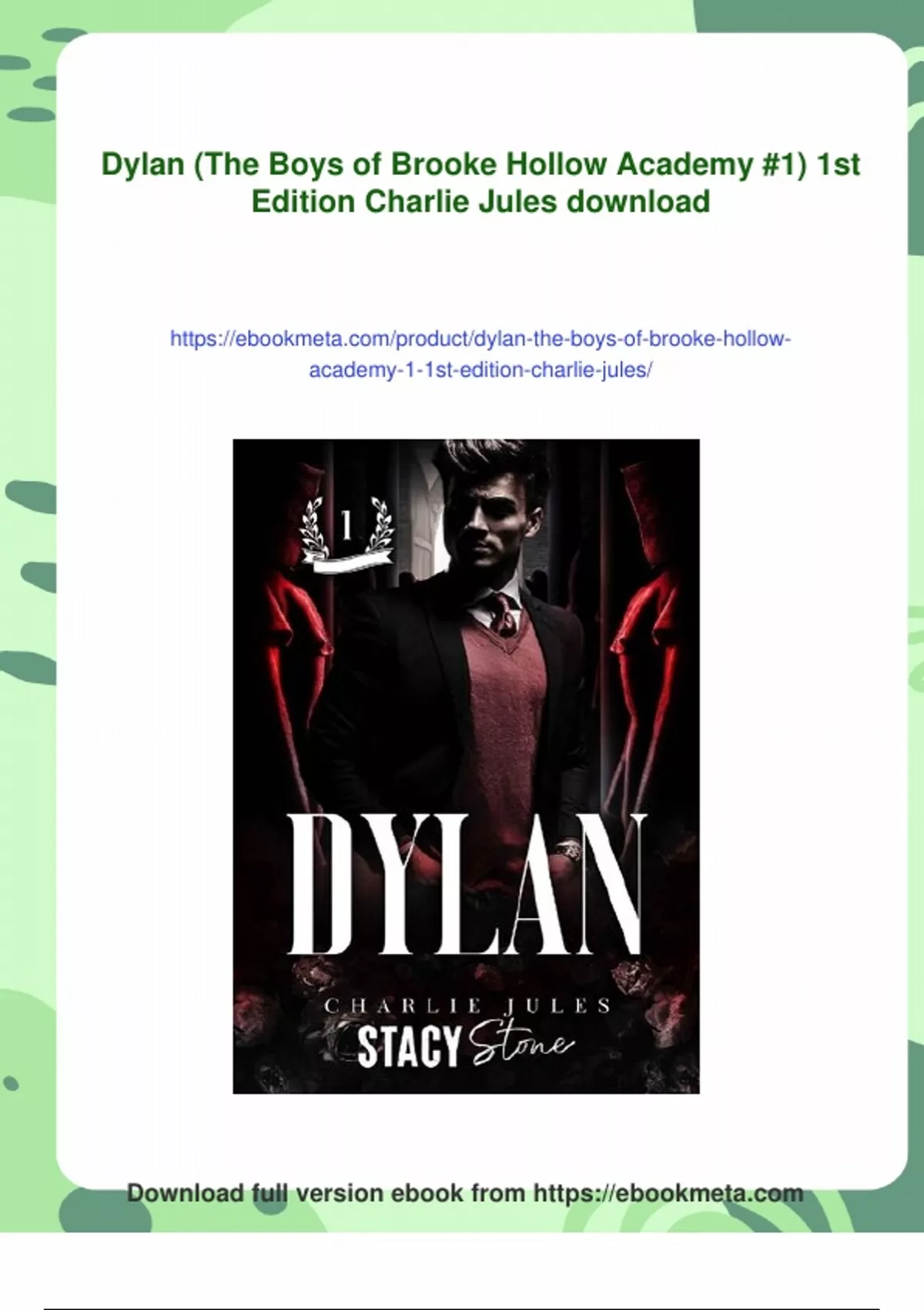Summary Dylan (The Boys of Brooke Hollow Academy #1) 1st Edition ...