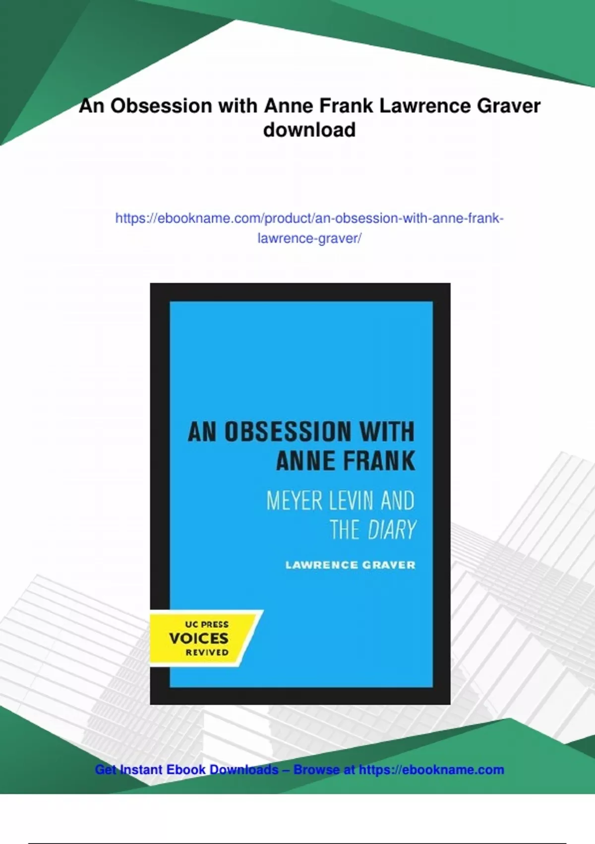 Summary An Obsession with Anne Frank Lawrence Graver - Instant Download ...