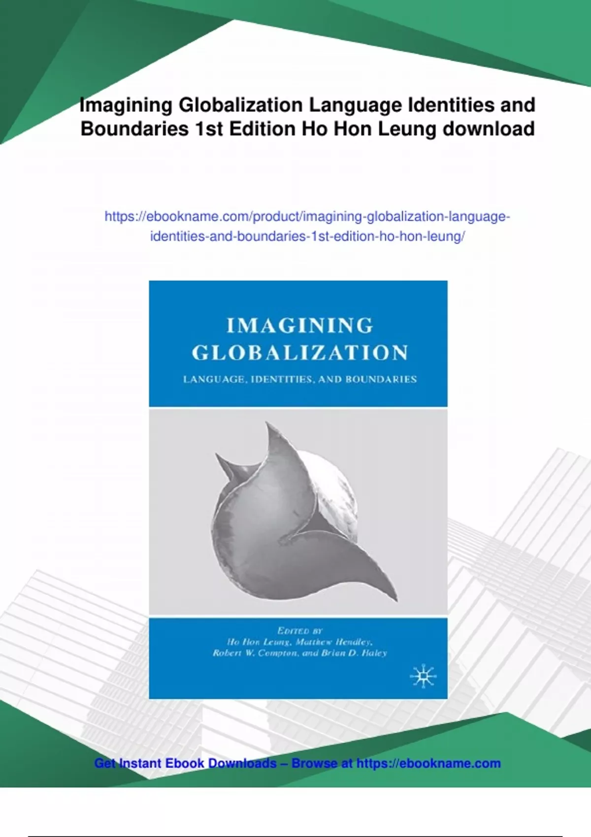 Summary Imagining Globalization Language Identities and Boundaries 1st ...