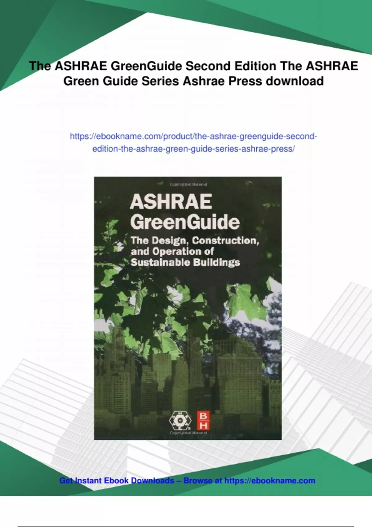 Summary The ASHRAE GreenGuide Second Edition The ASHRAE Green Guide ...