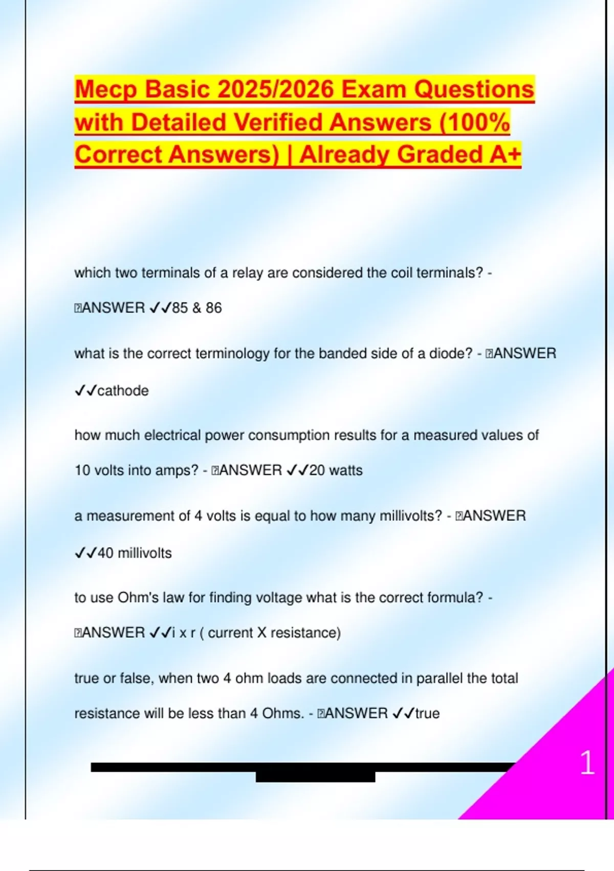 Mecp Basic 2025/2026 Exam Questions with Detailed Verified Answers (100 ...