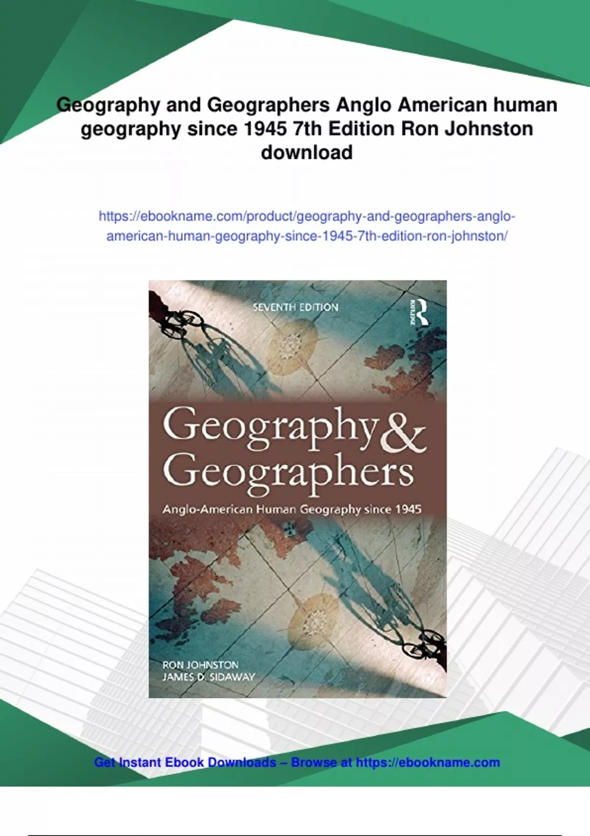 Summary Geography and Geographers Anglo American human geography since ...