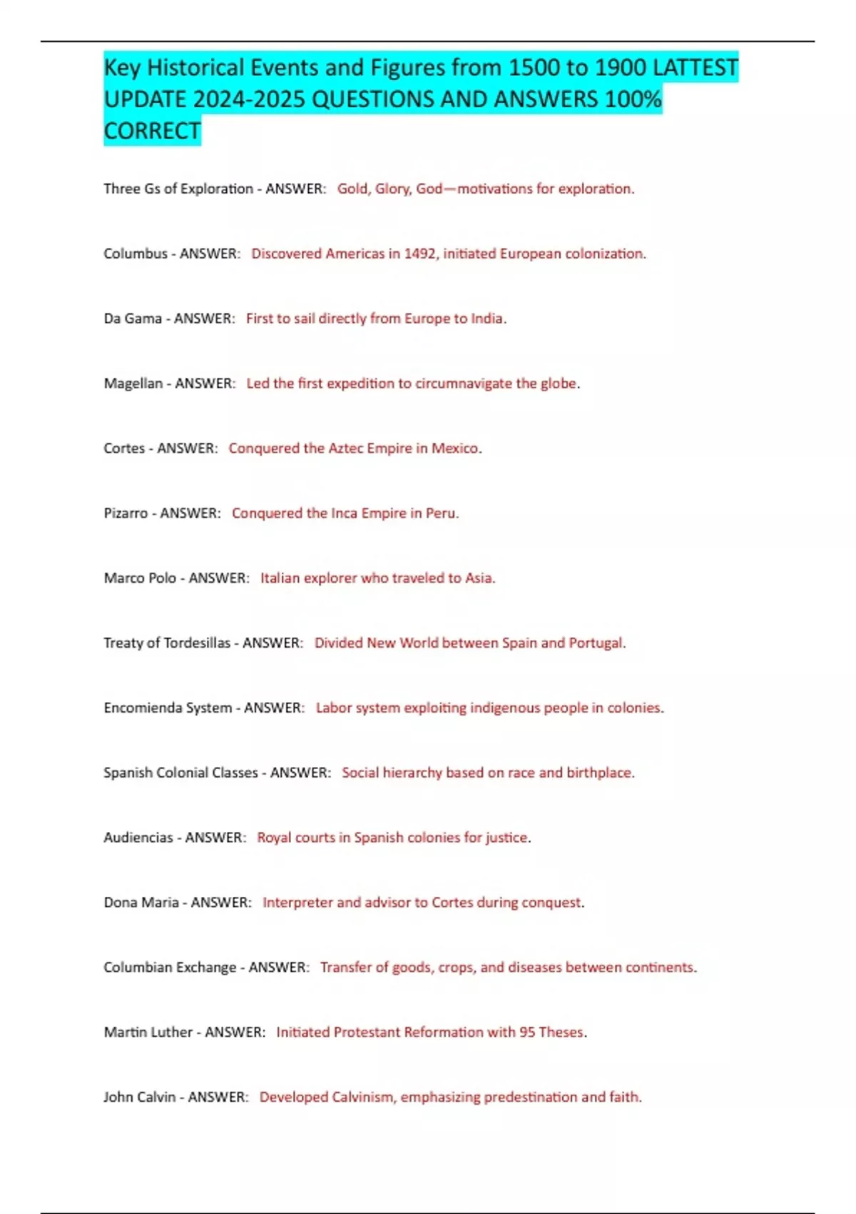 Key Historical Events and Figures from 1500 to 1900 LATTEST UPDATE ...