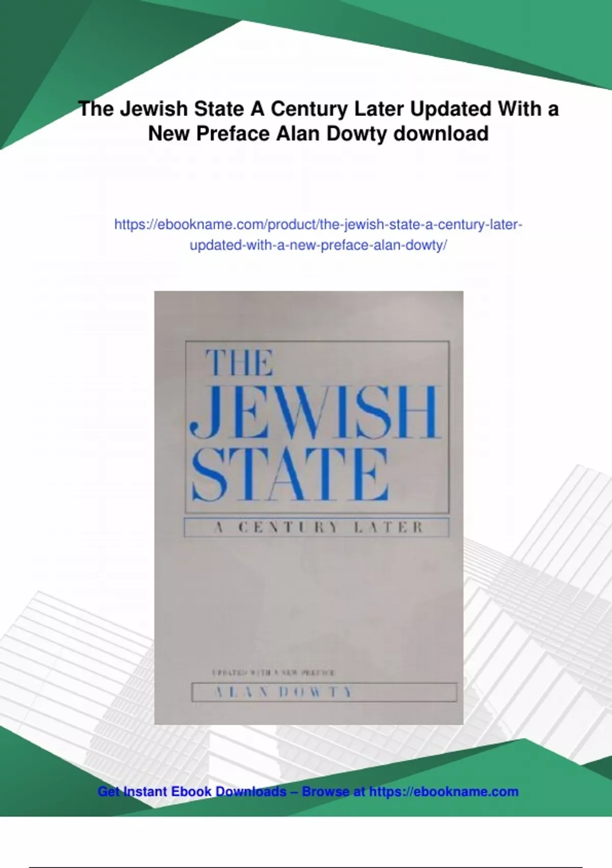 Summary The Jewish State A Century Later Updated With a New Preface ...