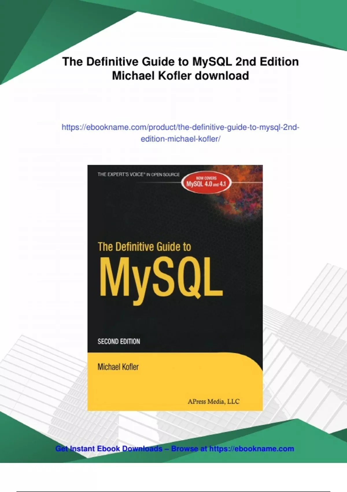 Summary The Definitive Guide to MySQL 2nd Edition Michael Kofler - Digital Download - Ebookname ...