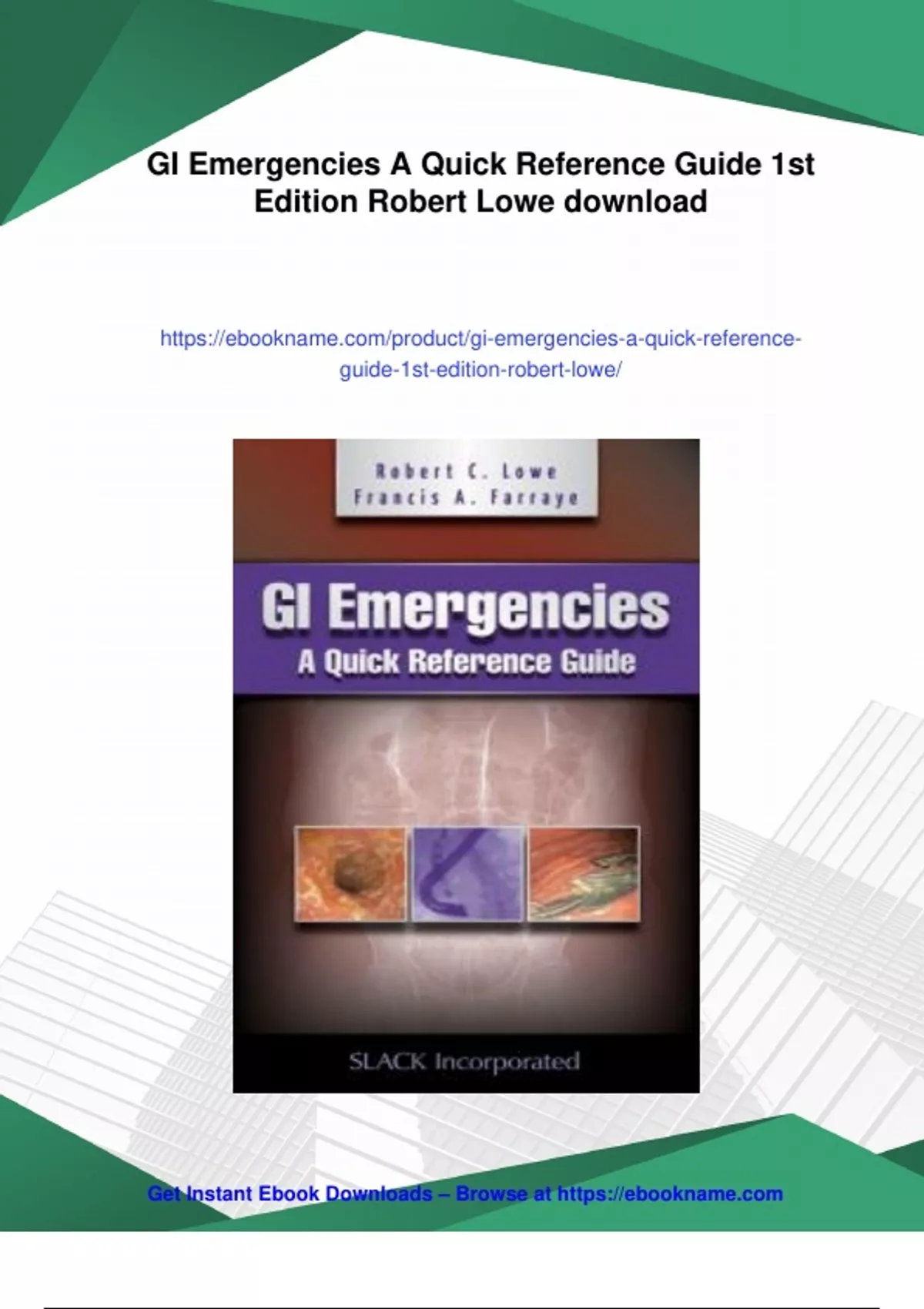 Summary GI Emergencies A Quick Reference Guide 1st Edition Robert Lowe - Digital Download ...