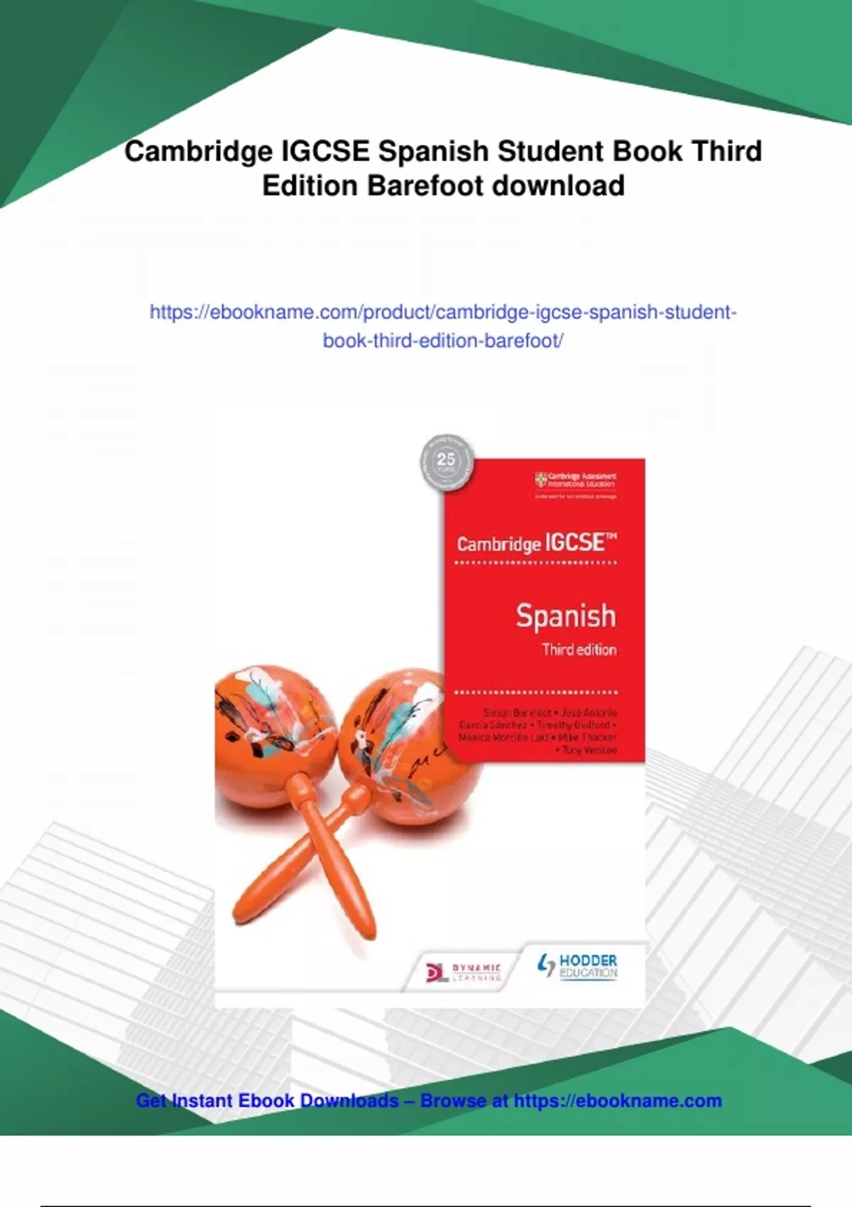 Summary Cambridge IGCSE Spanish Student Book Third Edition Barefoot ...