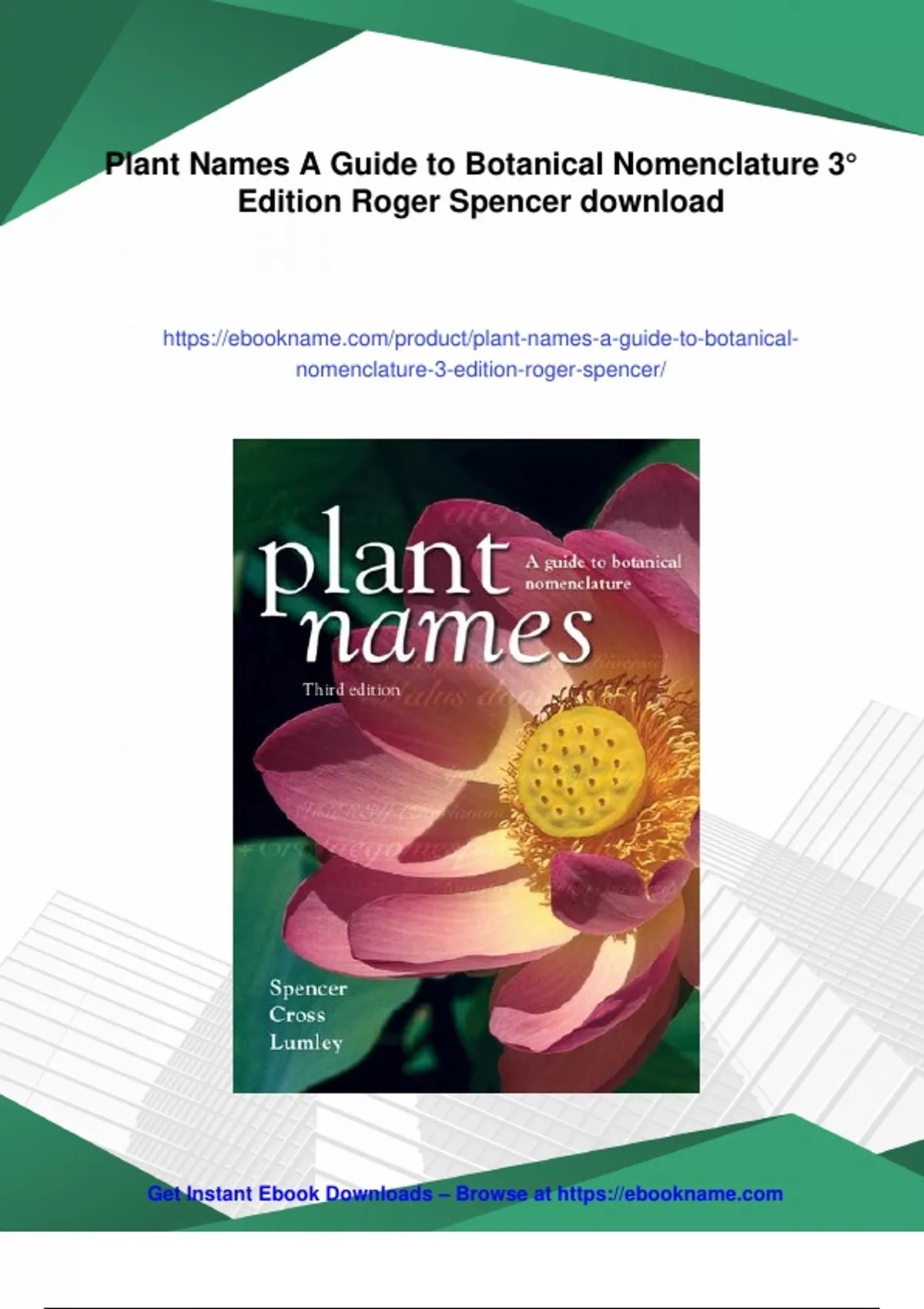 Summary Plant Names A Guide to Botanical Nomenclature 3° Edition Roger ...
