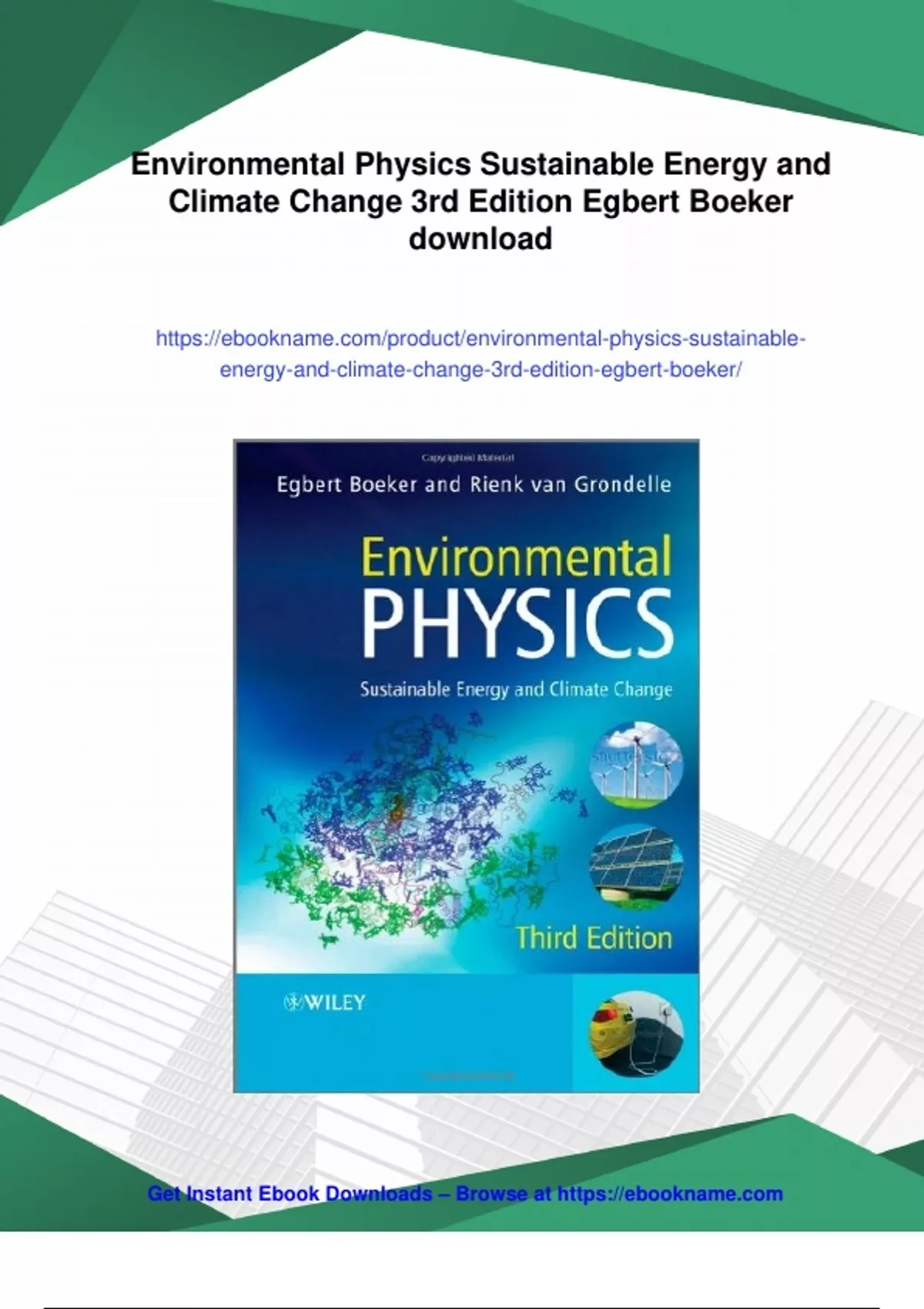 Summary Environmental Physics Sustainable Energy and Climate Change 3rd ...