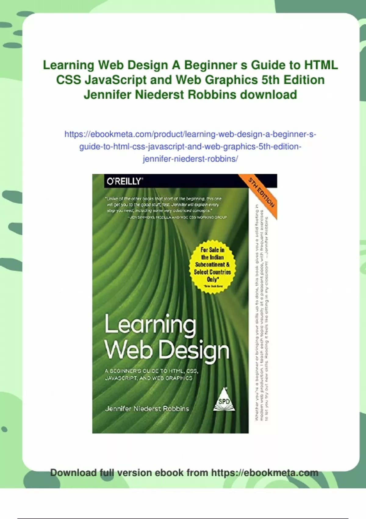 Summary Learning Web Design A Beginner s Guide to HTML CSS JavaScript and Web Graphics 5th ...