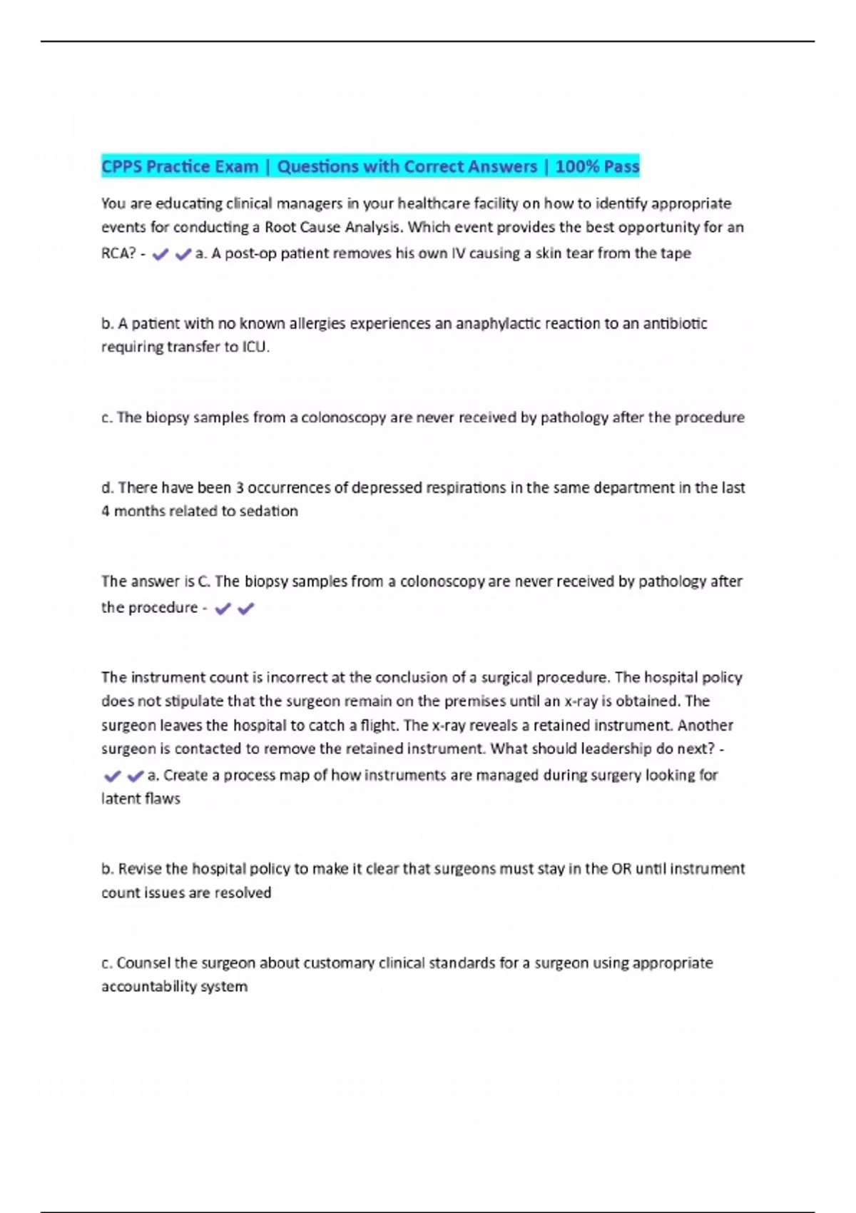 CPPS Practice Exam | Questions with Correct Answers | 100% Pass - CPPS - Stuvia US