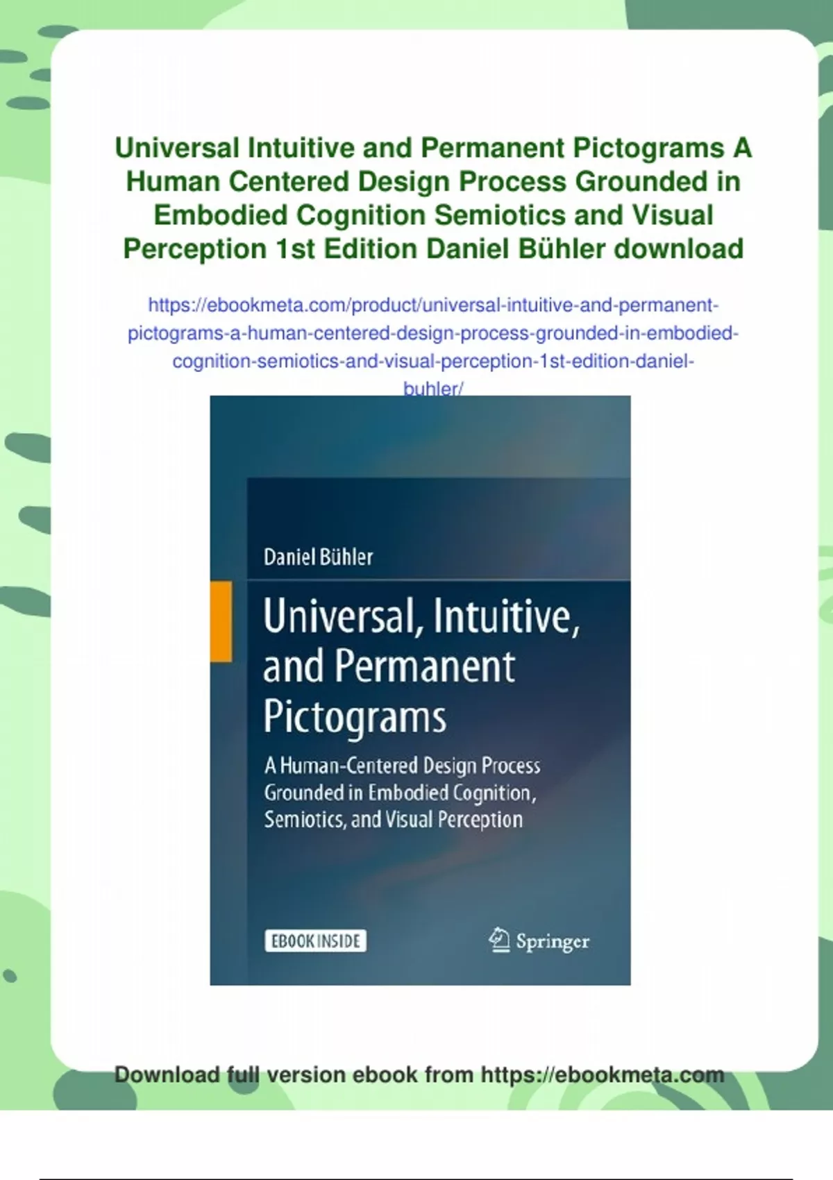 Summary Universal Intuitive and Permanent Pictograms A Human Centered Design Process Grounded in ...