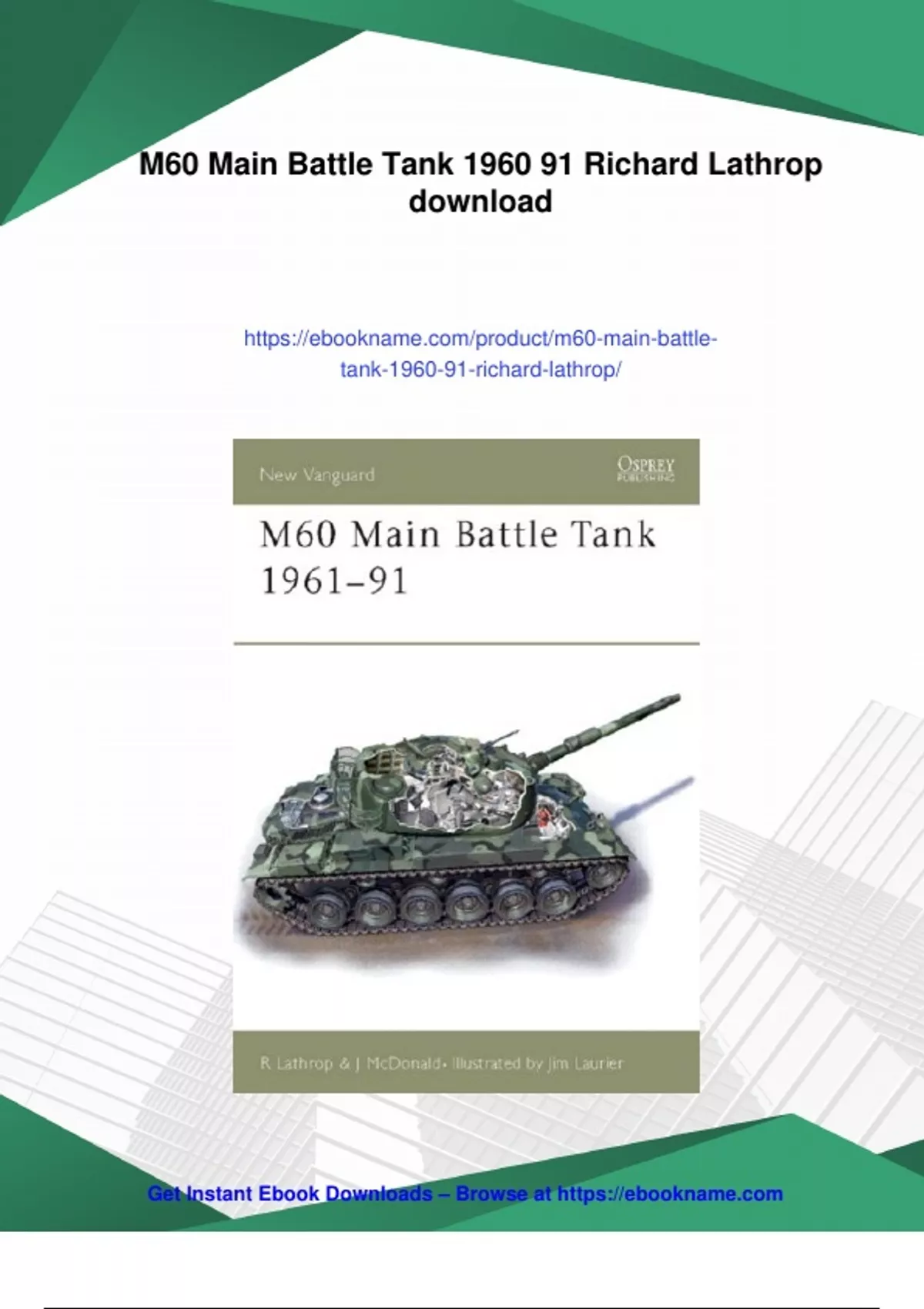 Summary M60 Main Battle Tank 1960 91 Richard Lathrop - Instant Download ...