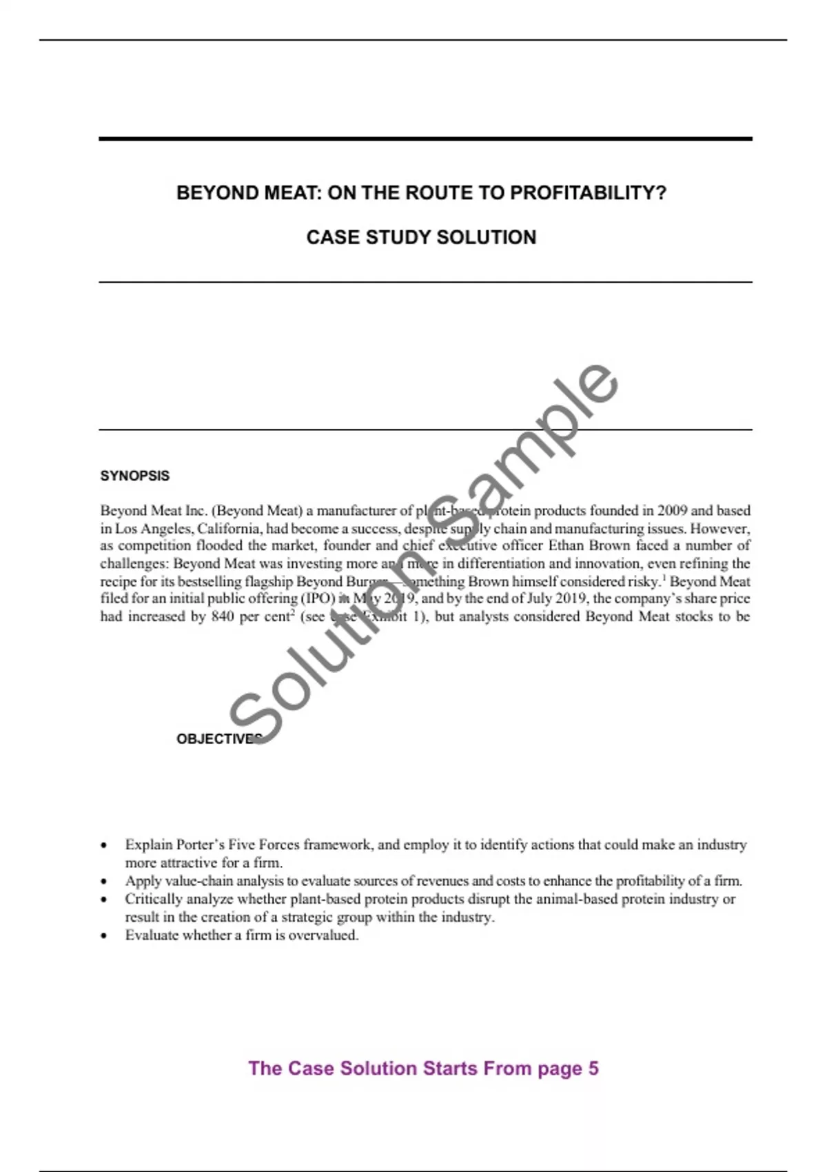 Case Solution for Beyond Meat On the Route to Profitability? - Case ...
