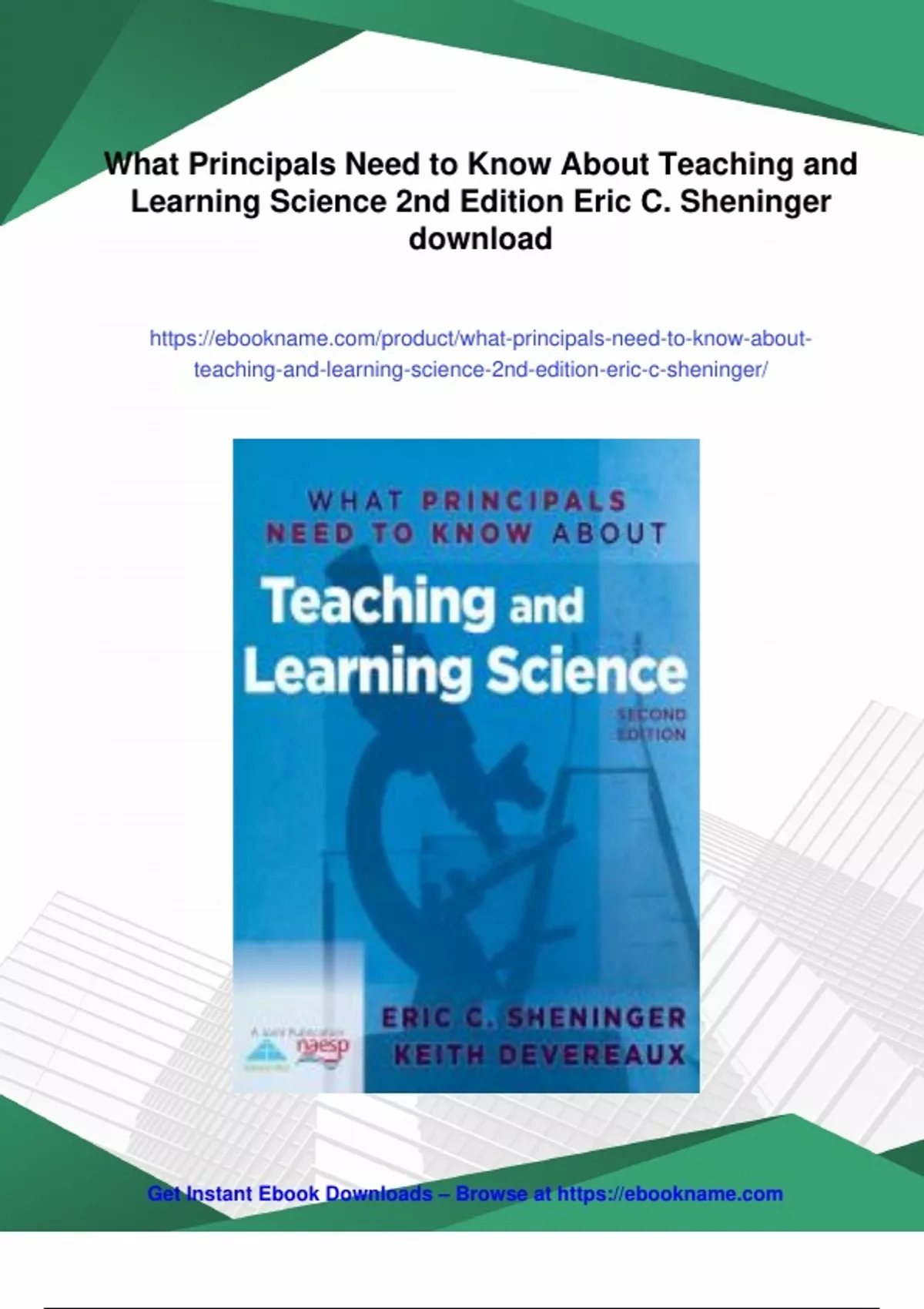 Summary What Principals Need to Know About Teaching and Learning ...