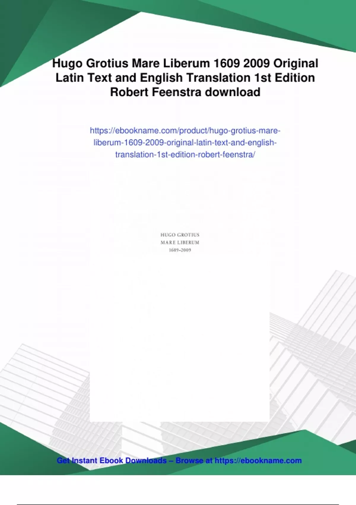 Summary Hugo Grotius Mare Liberum Original Latin Text and English ...