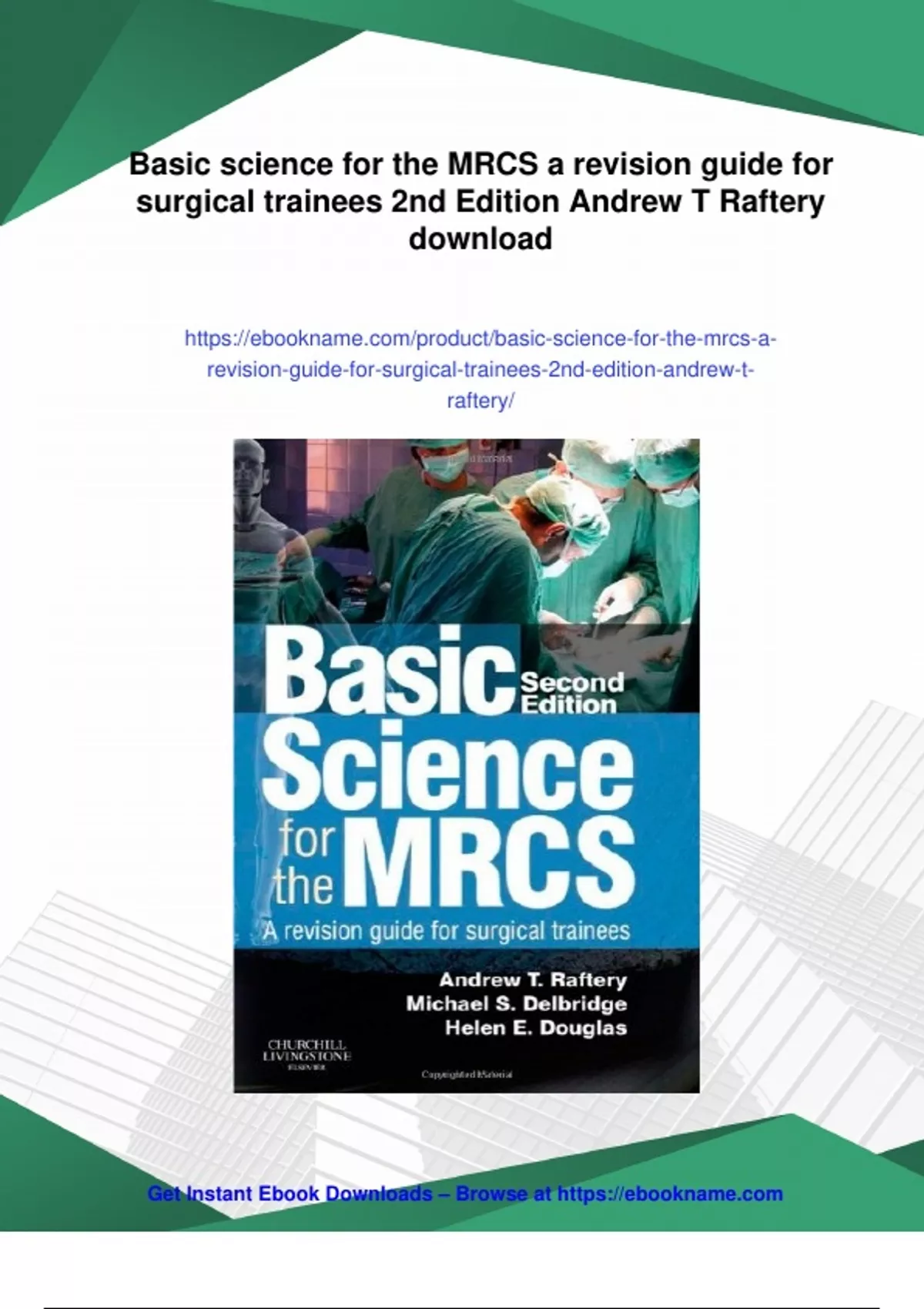 Summary Basic science for the MRCS a revision guide for surgical ...