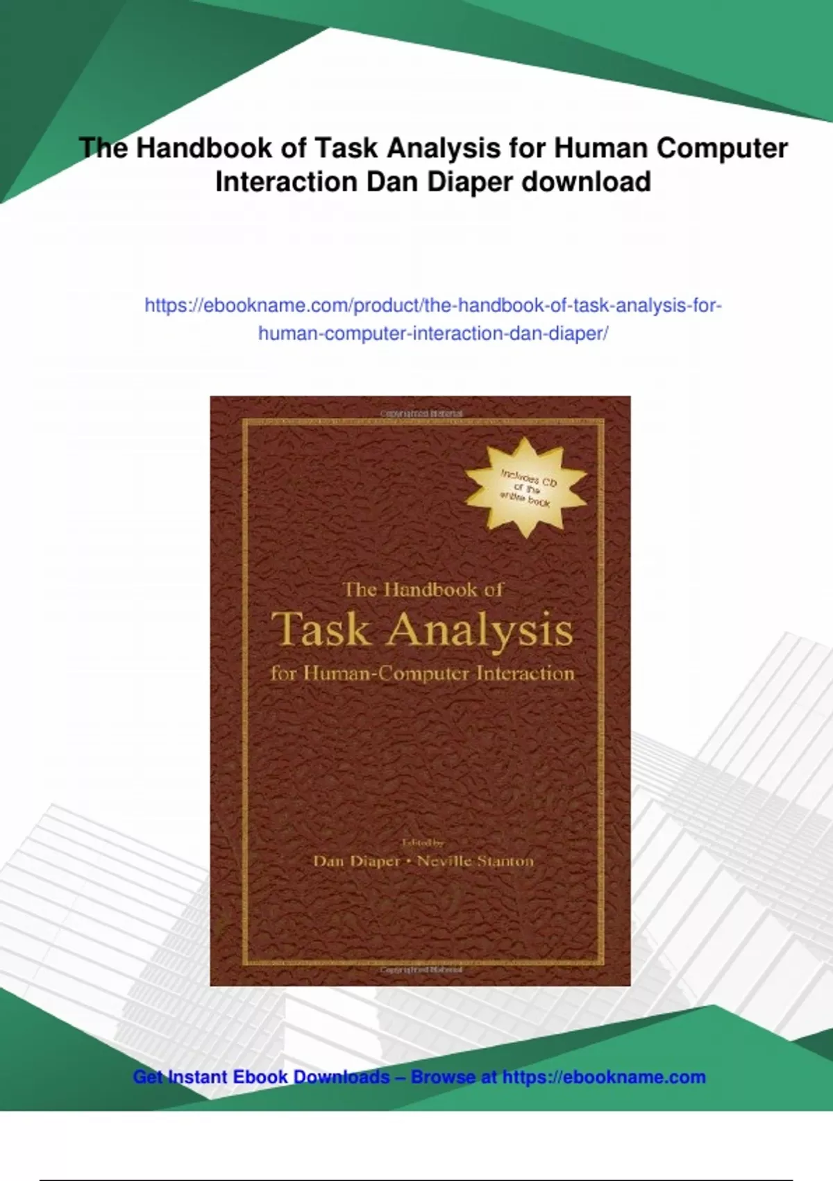 Summary The Handbook of Task Analysis for Human Computer Interaction ...