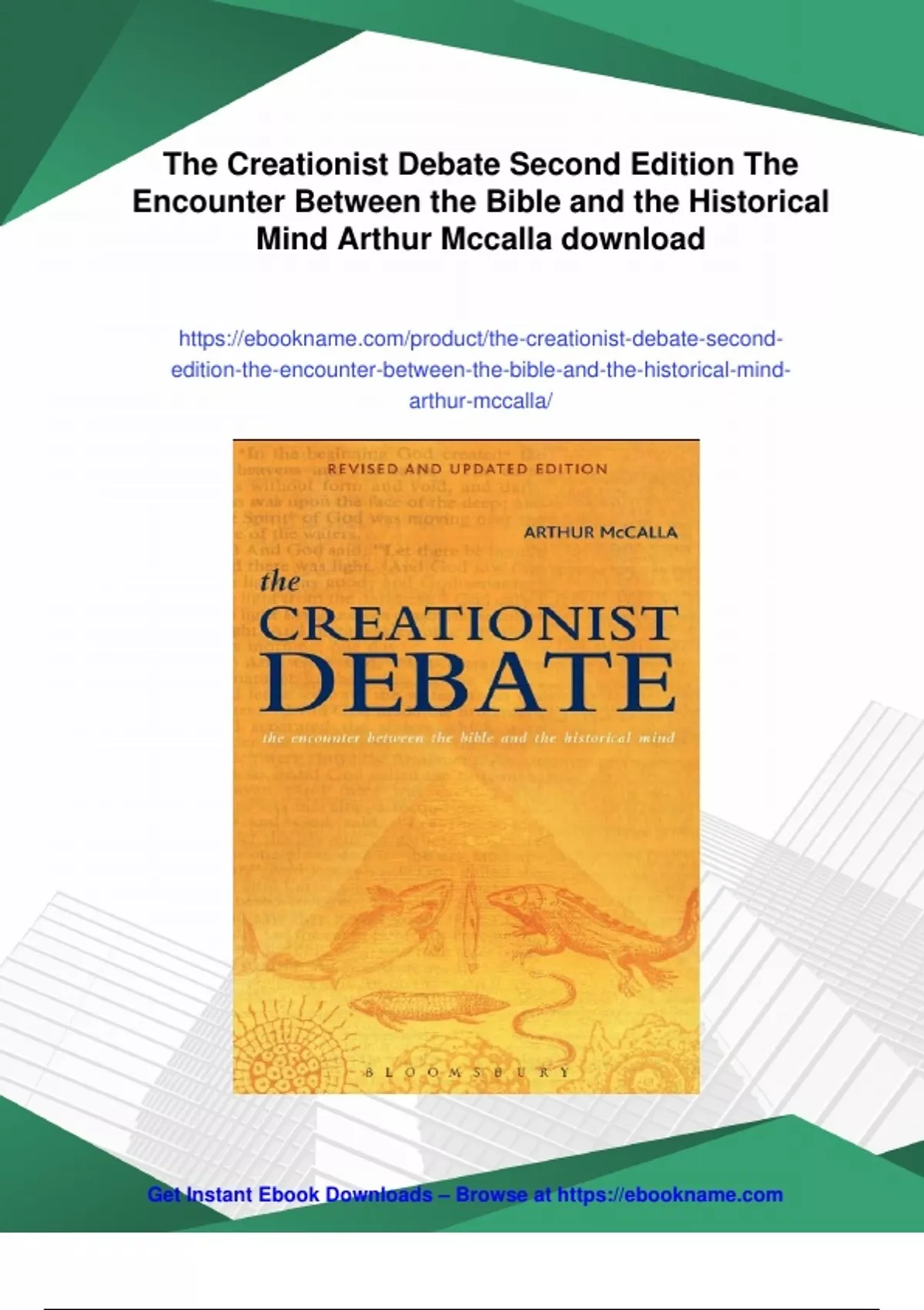 Summary The Creationist Debate Second Edition The Encounter Between the ...