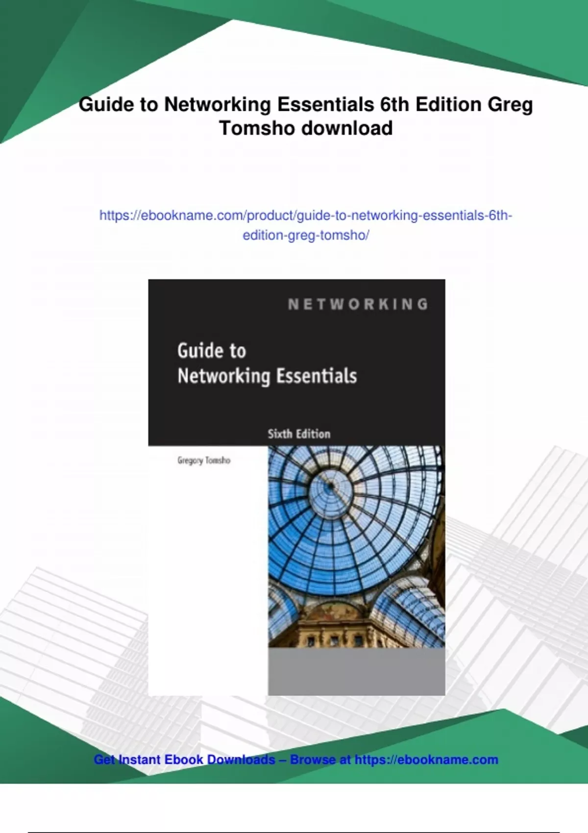 Summary Guide to Networking Essentials 6th Edition Greg Tomsho ...