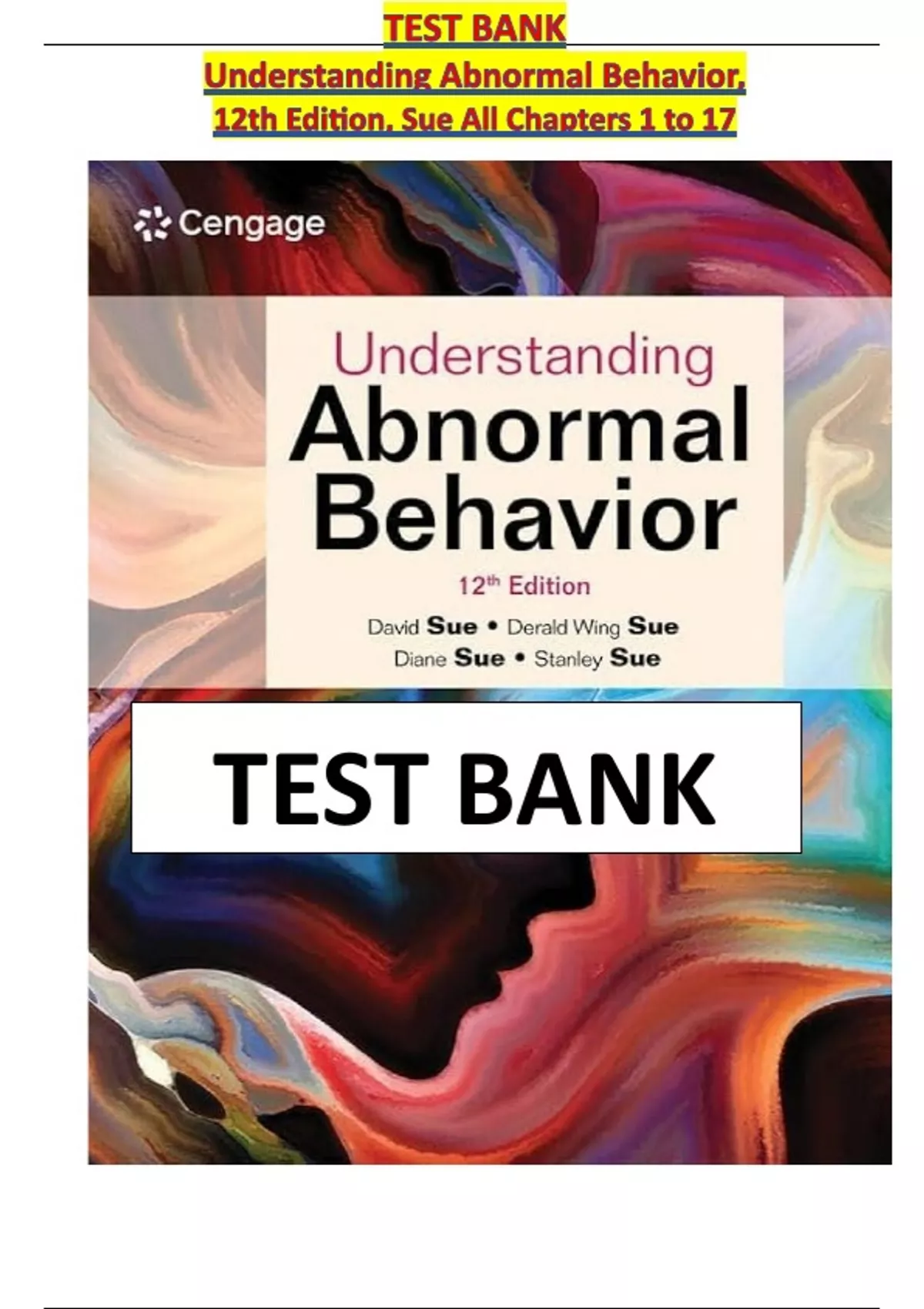 Understanding Abnormal Behavior, 10th Edition Test Bank: All Chapters ...