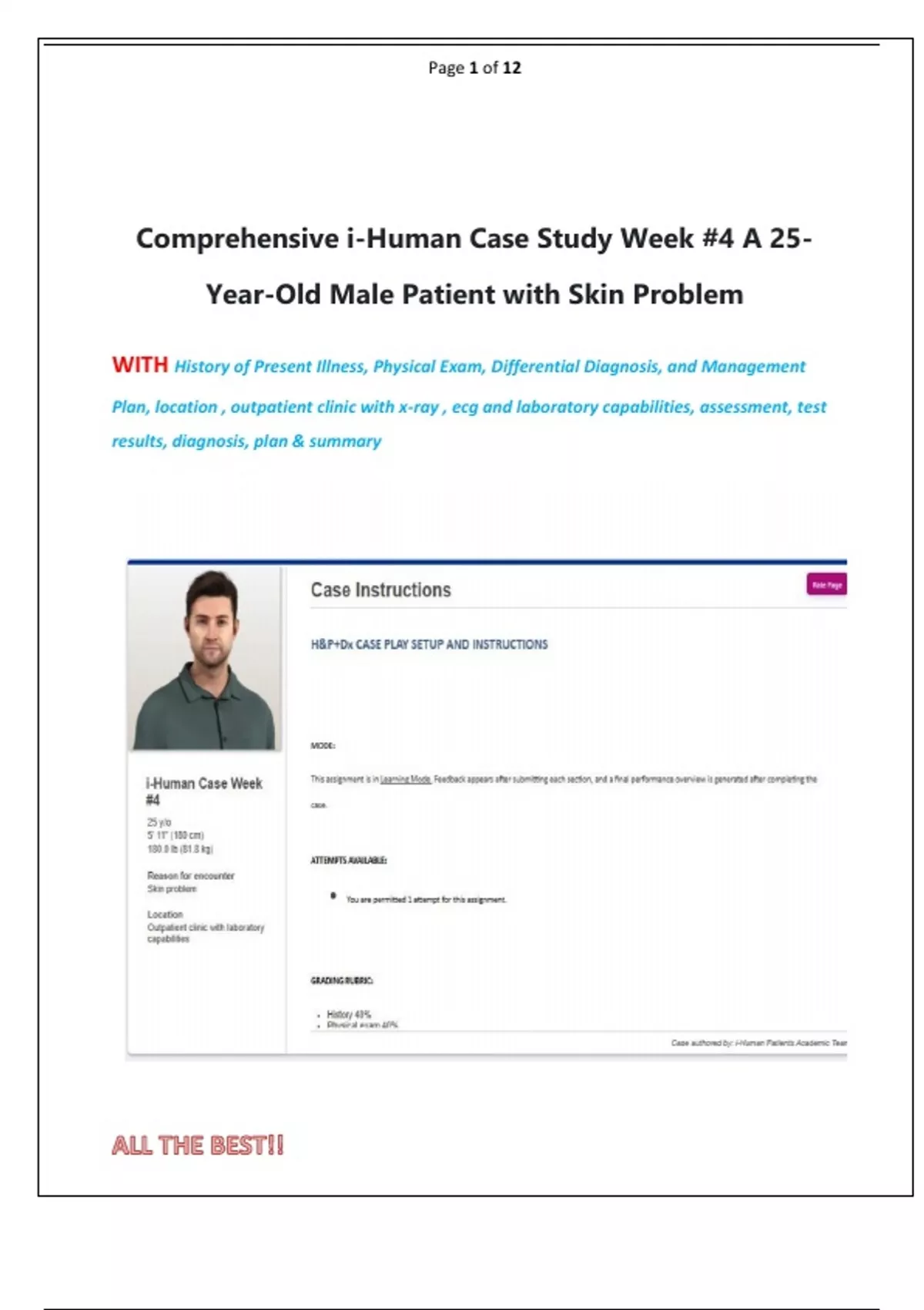 Comprehensive i-Human Case Study Week #4 A 25-Year-Old Male Patient ...