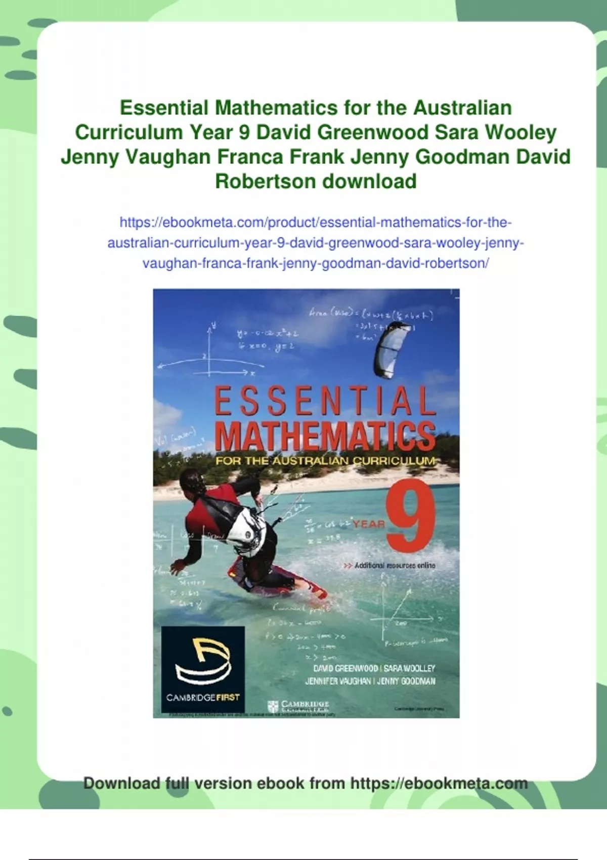 Summary Essential Mathematics for the Australian Curriculum Year 9 ...