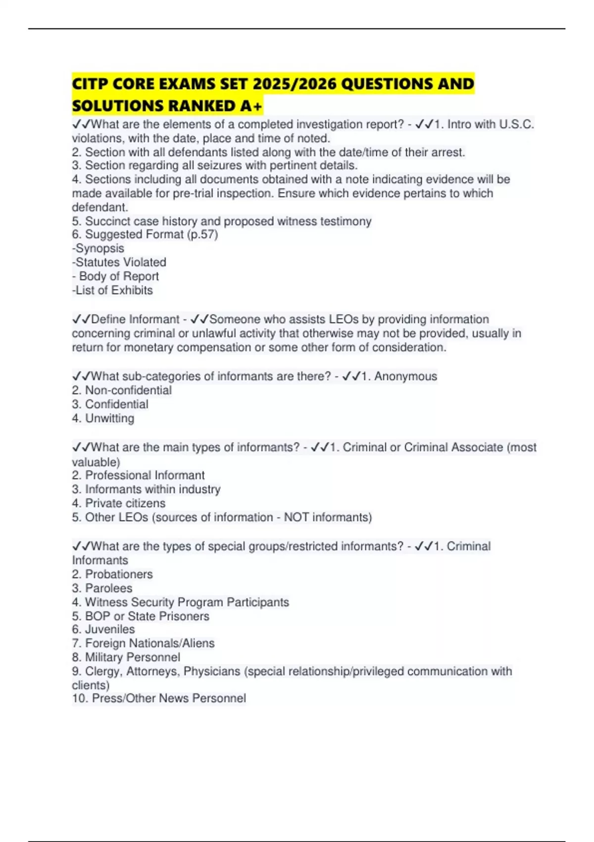CITP CORE EXAMS SET 2025/2026 QUESTIONS AND SOLUTIONS RANKED A+ - CITP ...