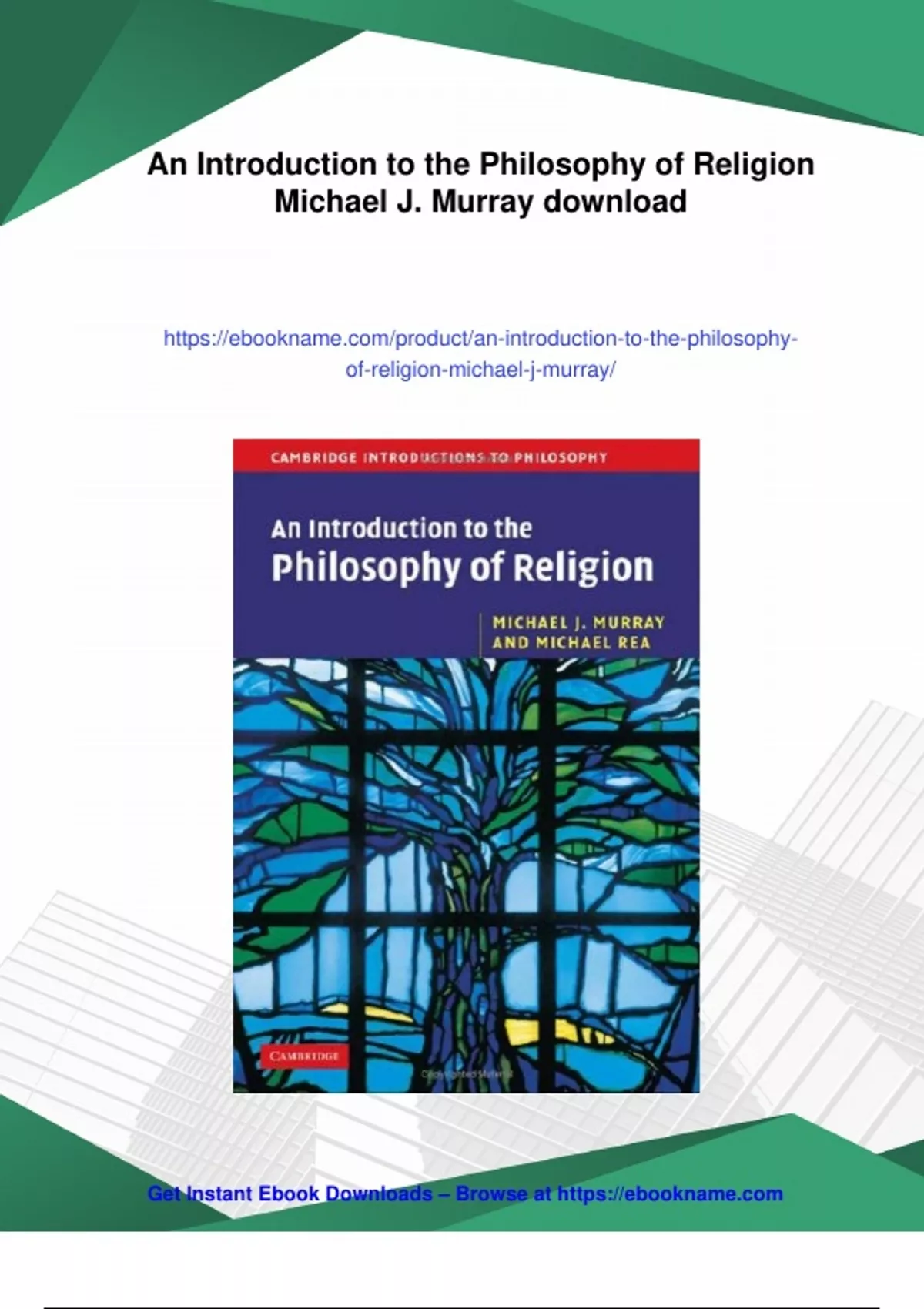 Summary An Introduction to the Philosophy of Religion Michael J. Murray - Instant Download ...