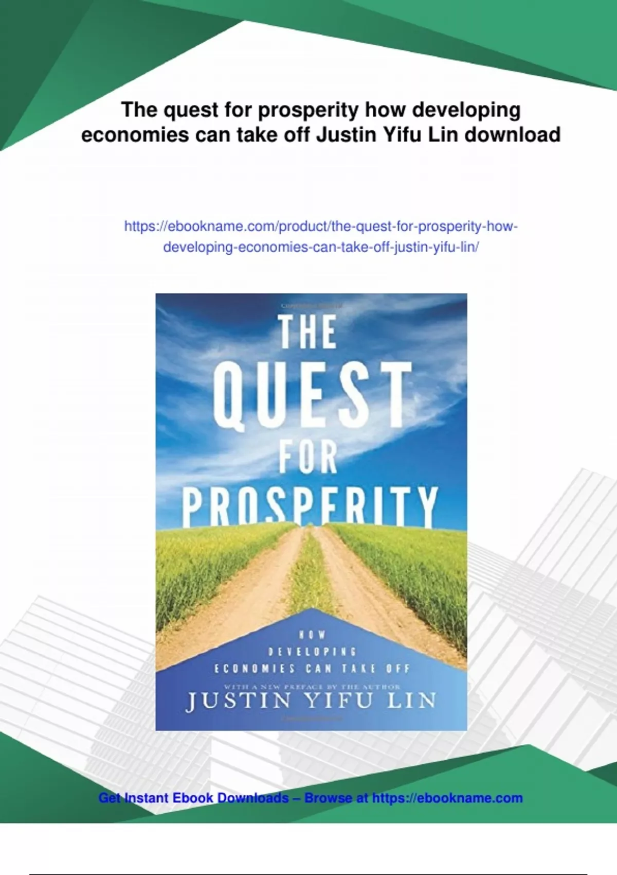 Summary The quest for prosperity how developing economies can take off ...