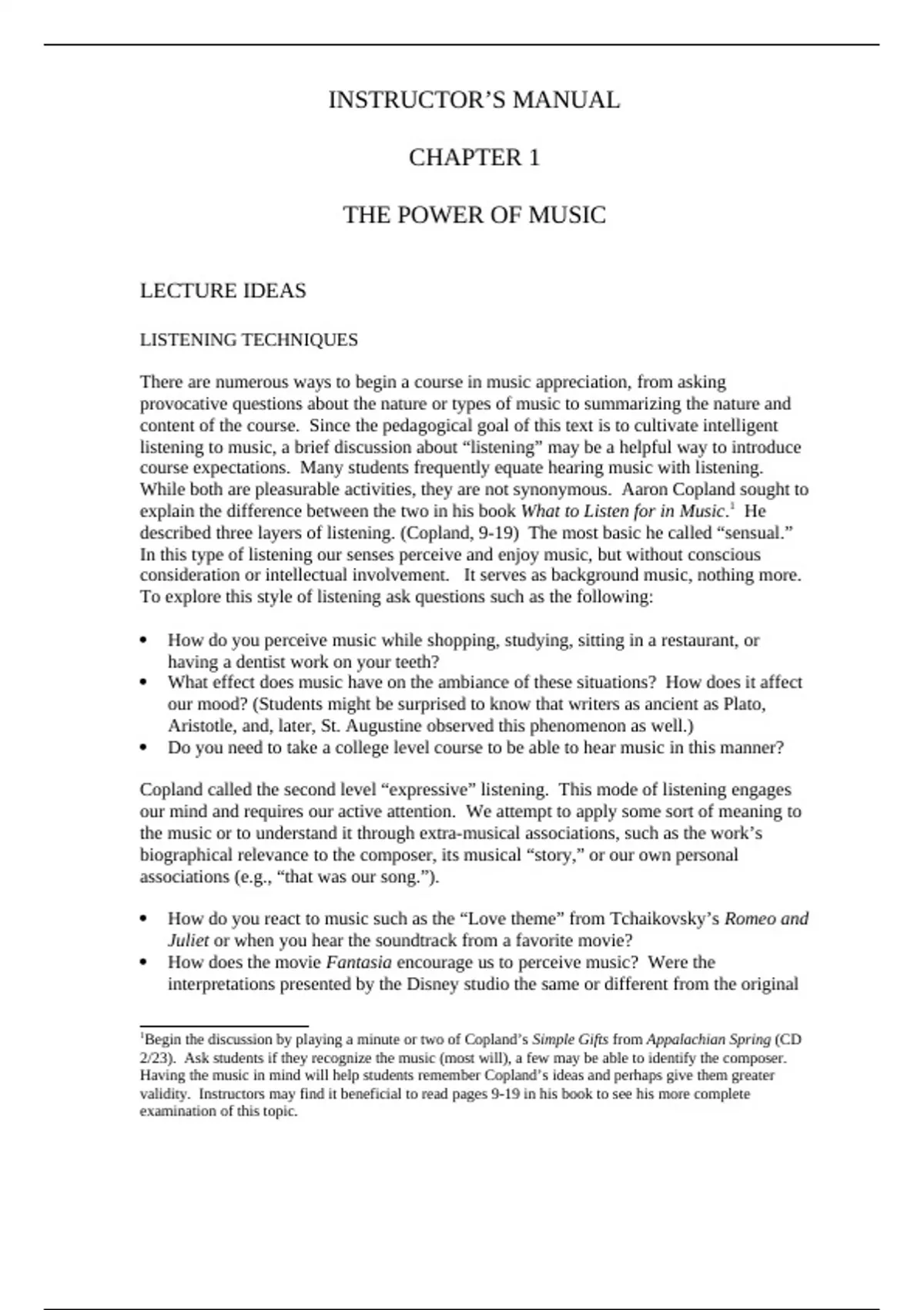 Summary Solutions Manual, text answers-summaries: Listening to Music ...