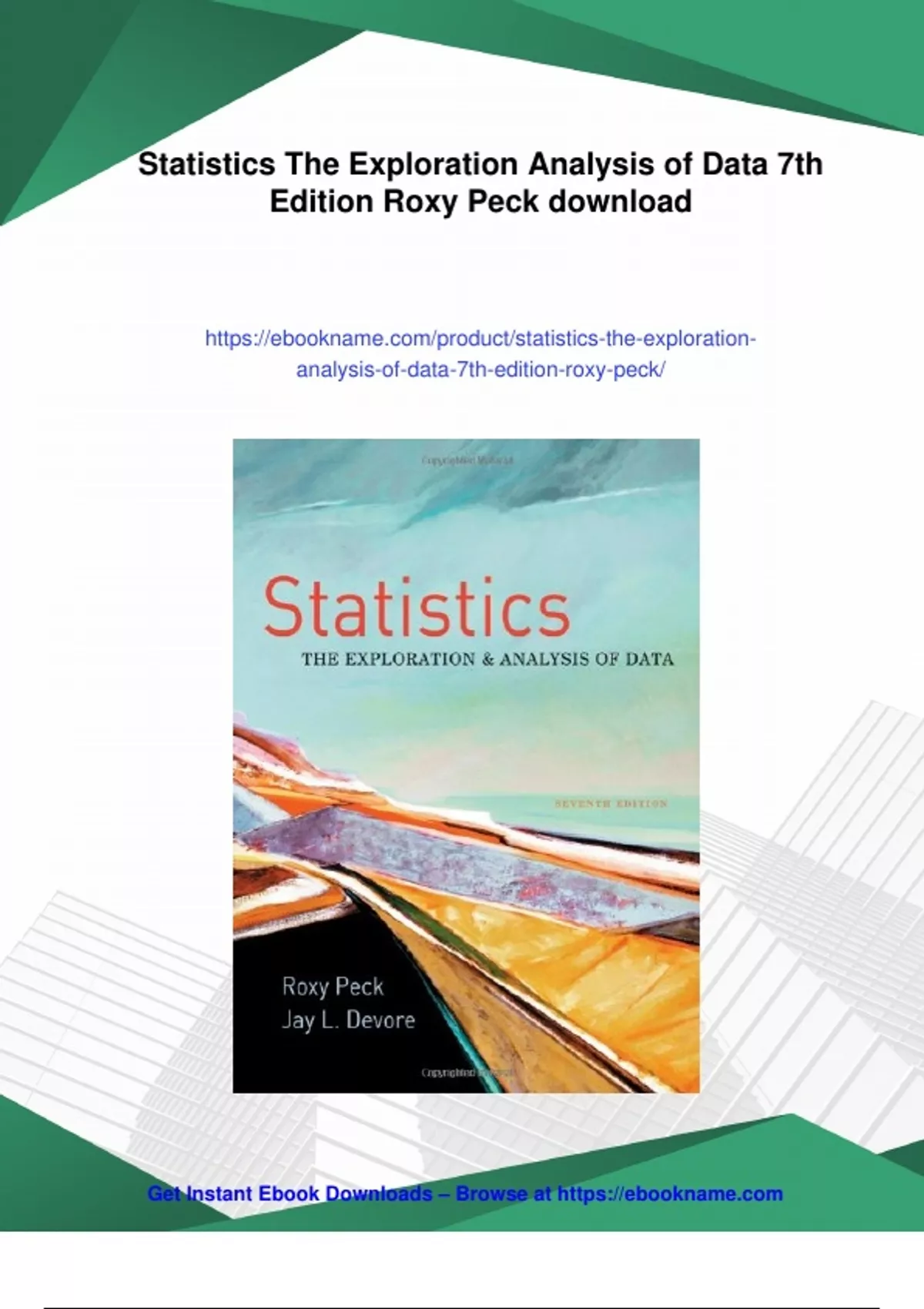 Summary Statistics The Exploration Analysis of Data 7th Edition Roxy ...