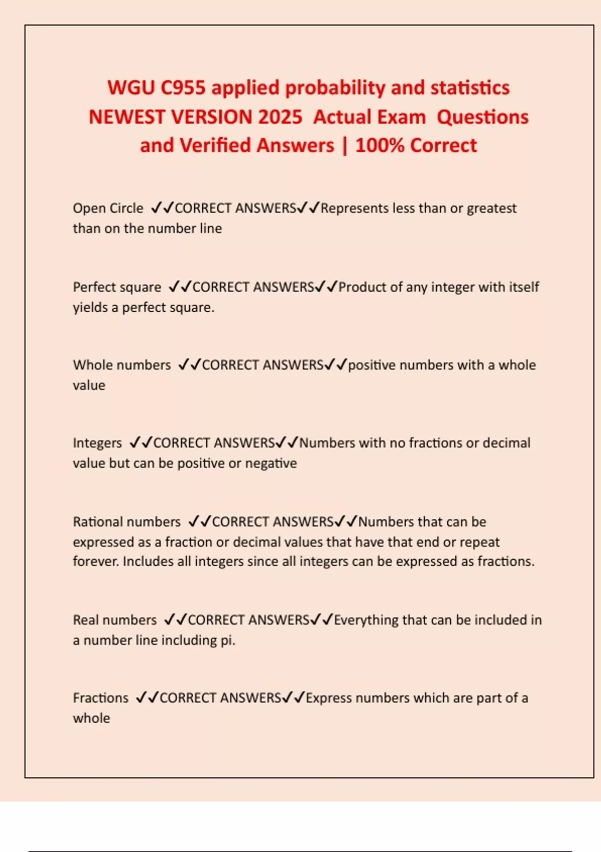 WGU C955 applied probability and statistics NEWEST VERSION 2025 Actual ...