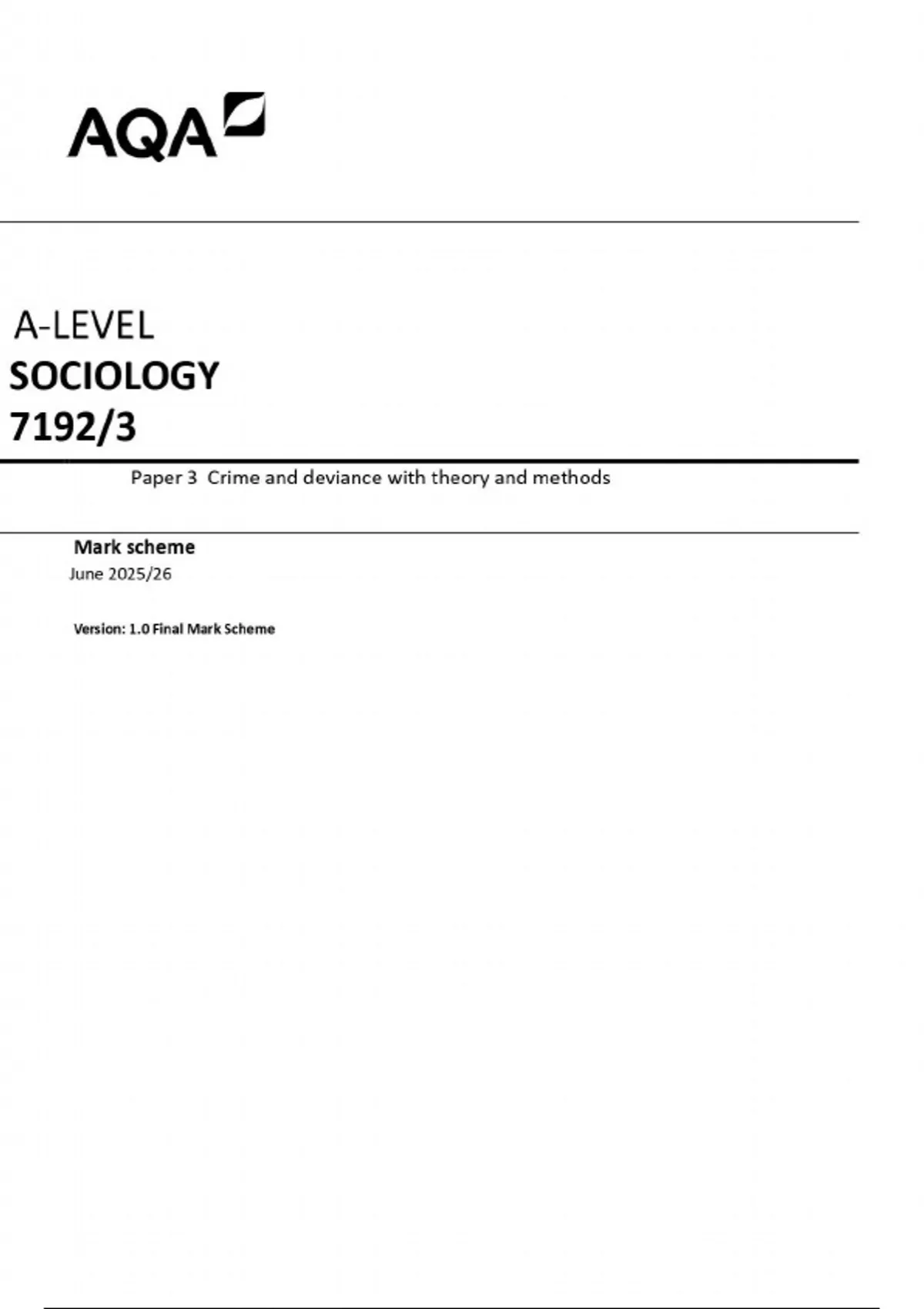 Aqa a level sociology paper 3 crime and deviance with theory and ...