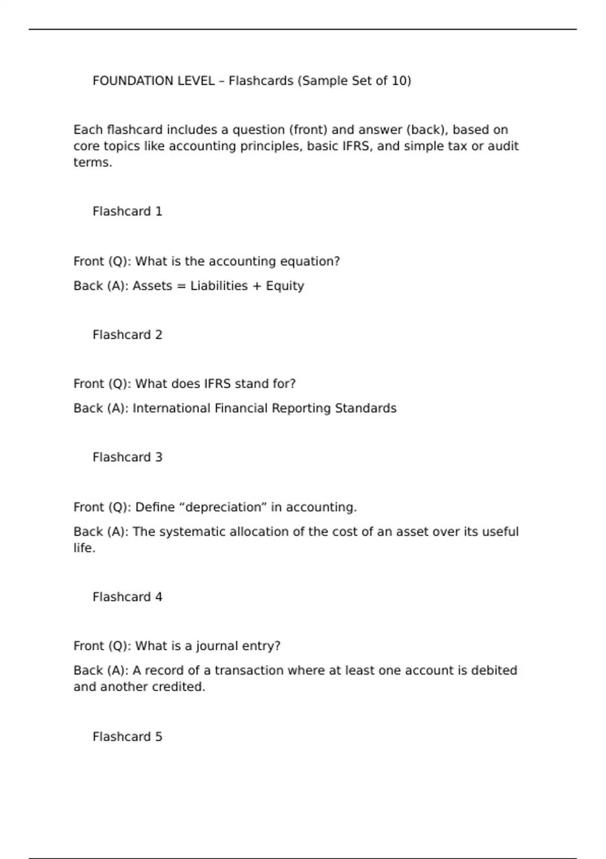 Summary CPA Foundation Flashcards – Accounting Principles & IFRS Basics ...