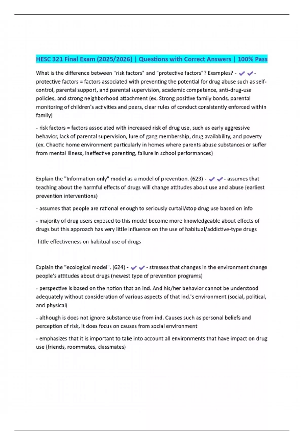 HESC 321 Final Exam (2025/2026) | Questions with Correct Answers | 100% ...