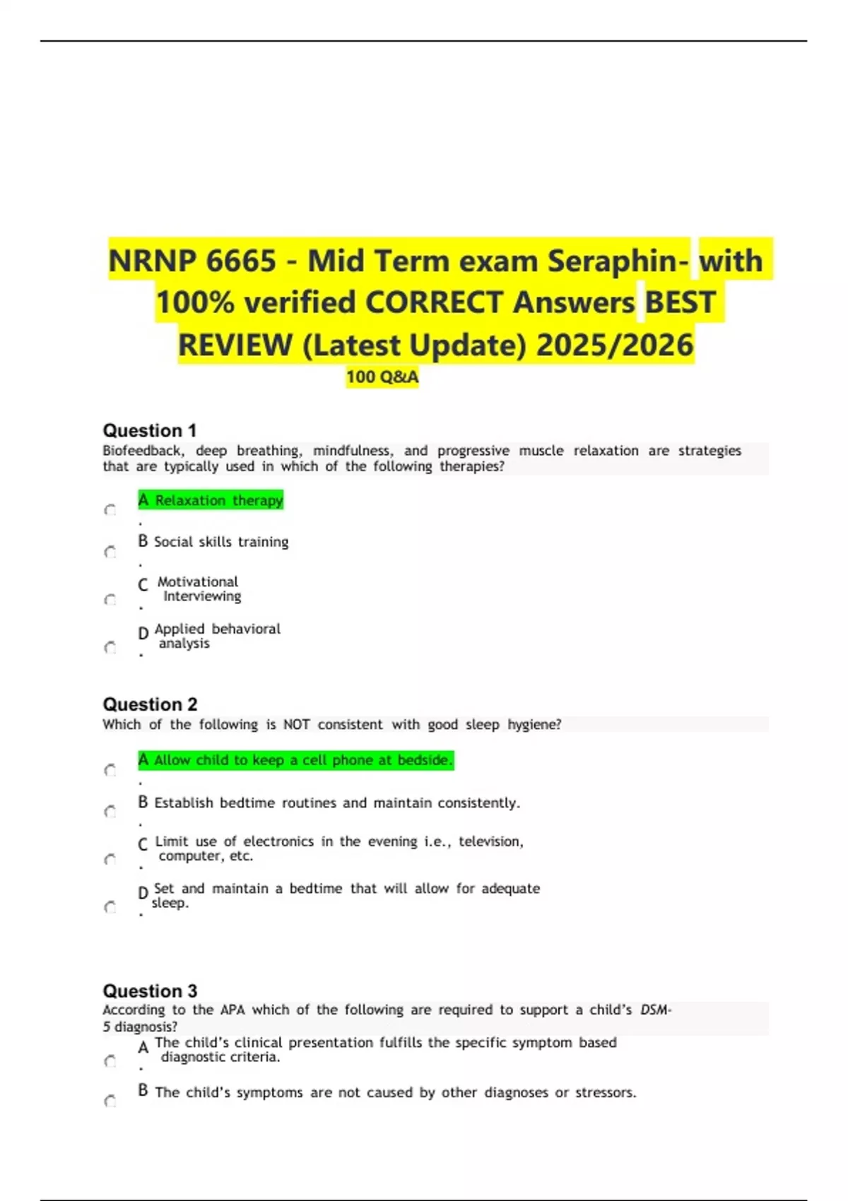 NRNP 6665 – Midterm Exam Seraphin – 2025–2026 Academic Year – 100 Q&A ...