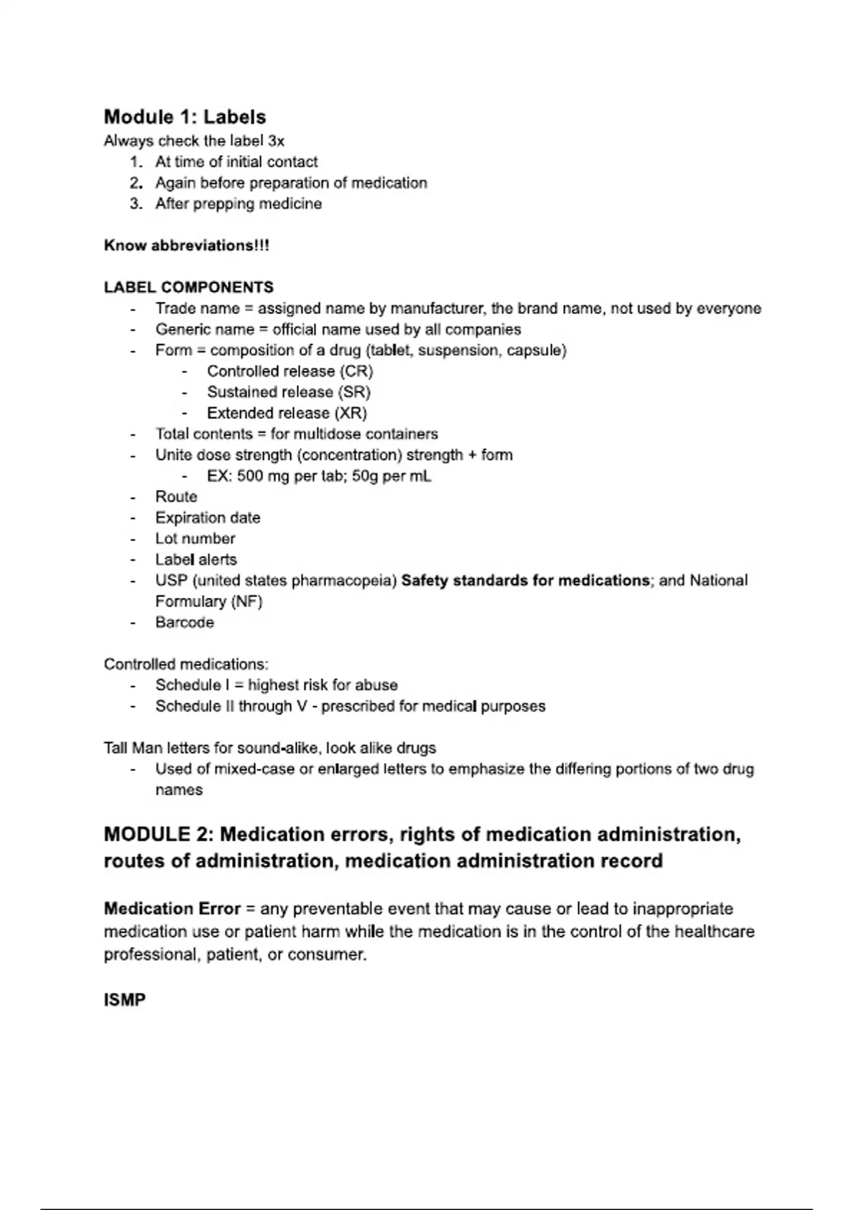 Dosage & Medication Administration Final Exam Notes (Module 1-7 ...