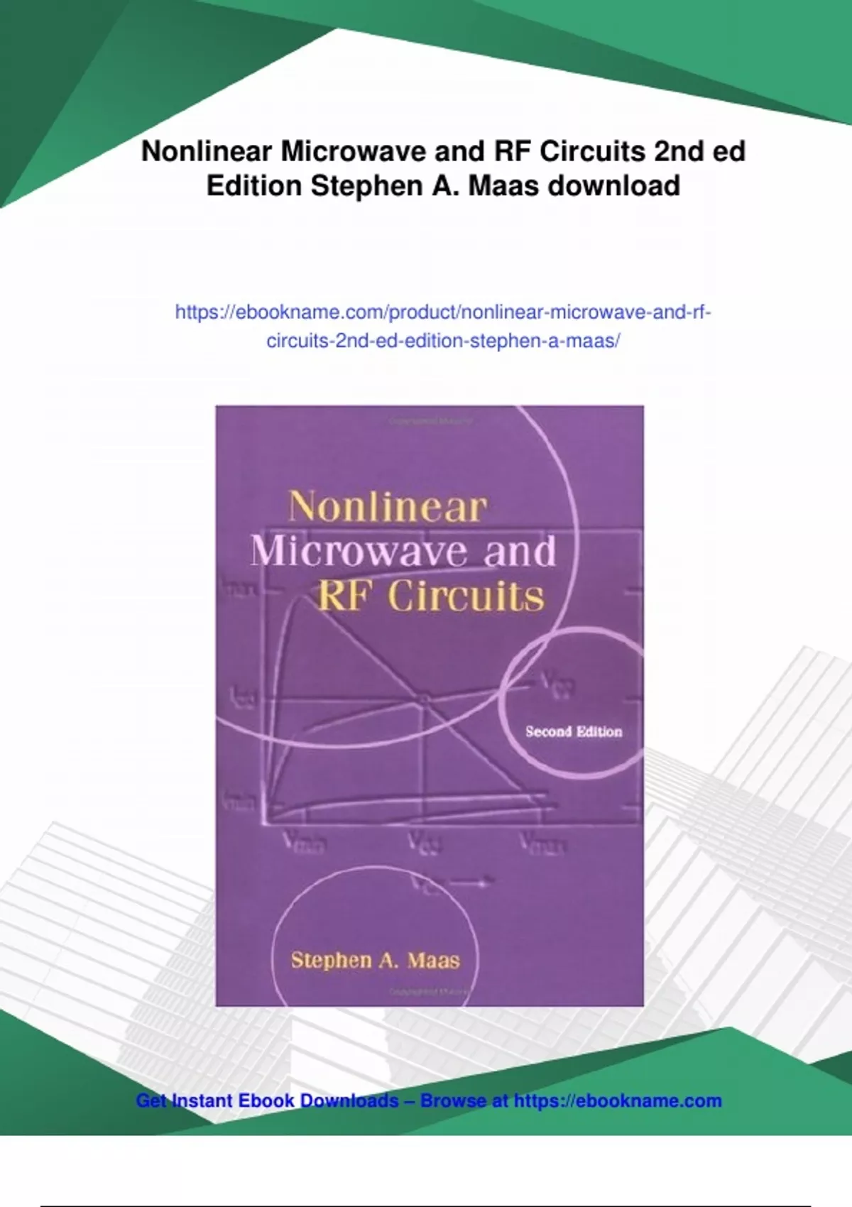 Summary Nonlinear Microwave and RF Circuits 2nd ed Edition Stephen A ...