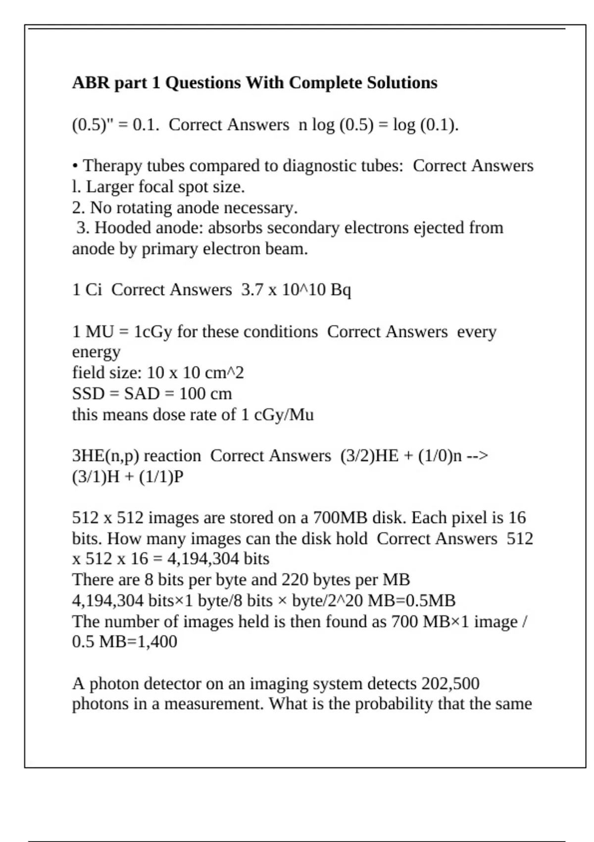 ABR part 1 Questions With Complete Solutions - ABR - Stuvia US