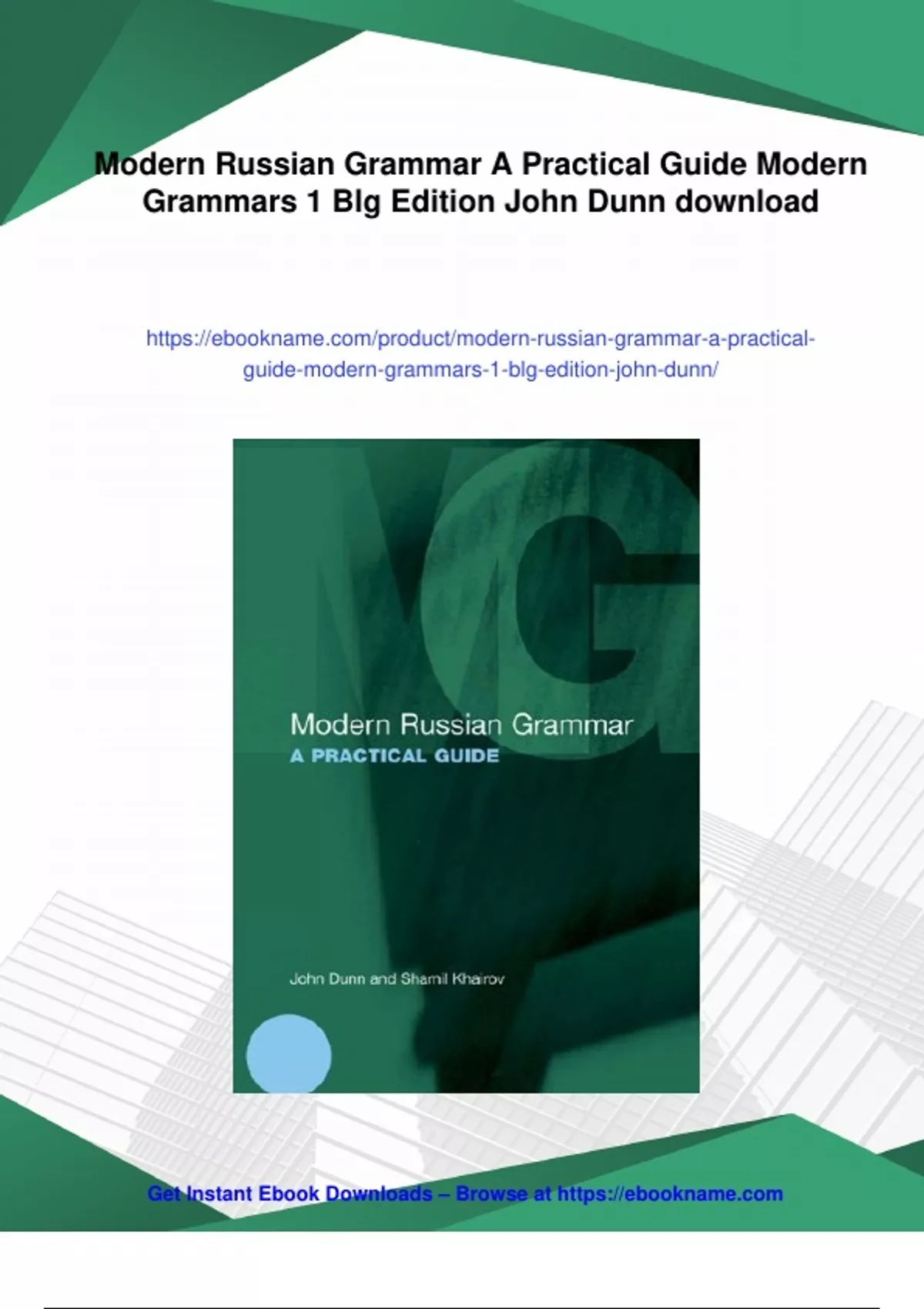 Summary Modern Russian Grammar A Practical Guide Modern Grammars 1 Blg ...