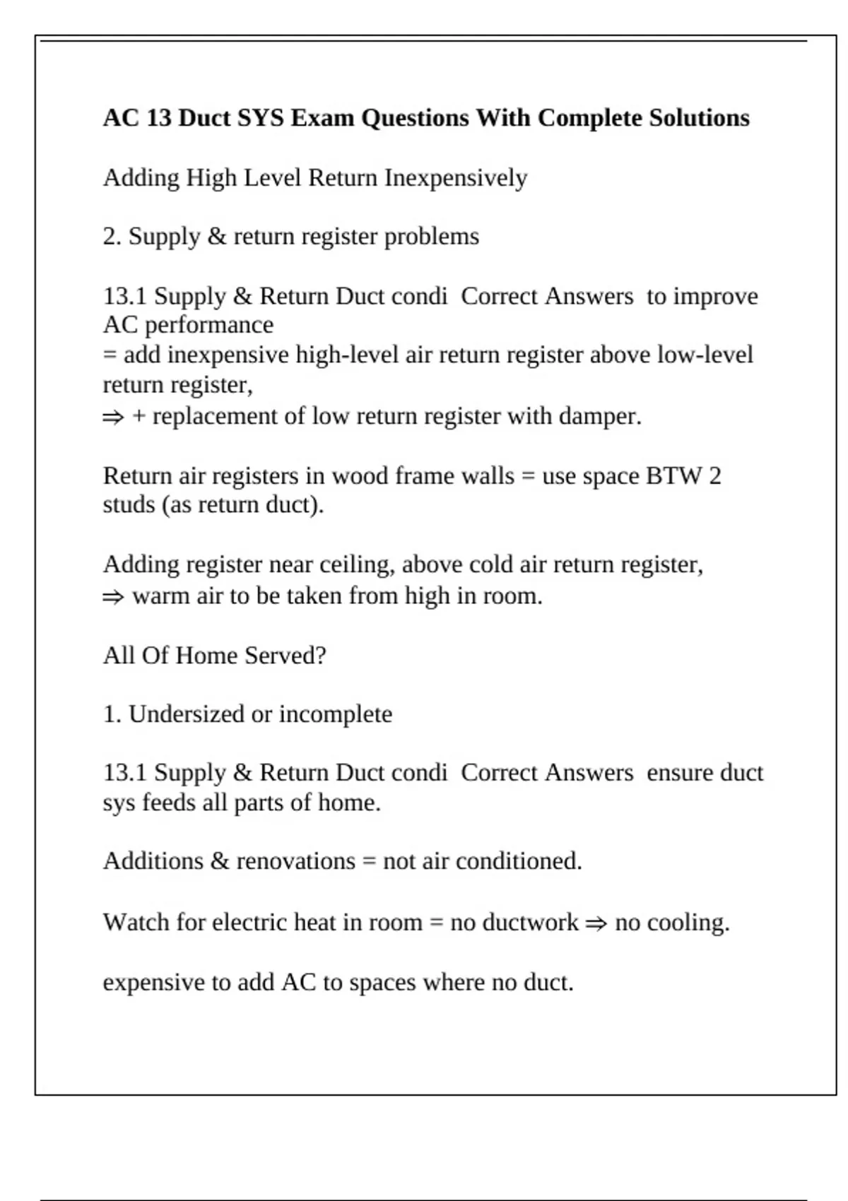 AC 13 Duct SYS Exam Questions With Complete Solutions - AC 13 Duct SYS ...