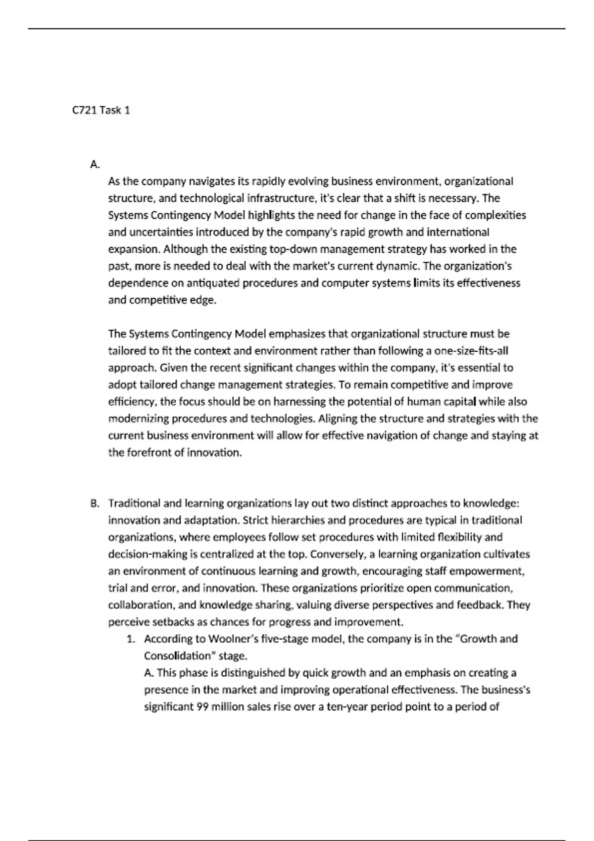 C721 Task 1 Study Complete Task 1 WGU Already Passed with Distinction ...