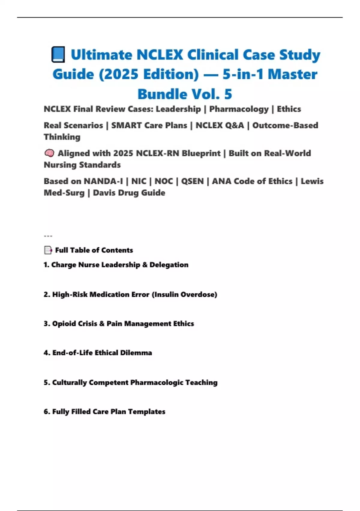 Summary Ultimate NCLEX Clinical Case Study Guide (2025 Edition) — Volume 4 - Pediatrics, Cancer ...