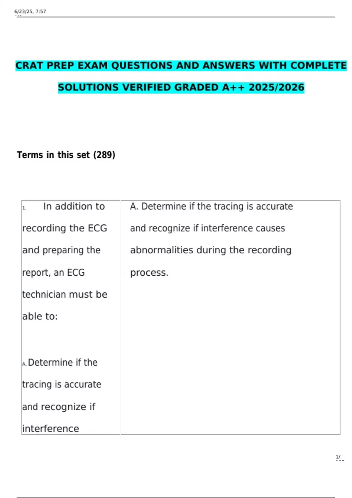 CRAT Prep Exam Questions and Answers | Verified A++ Solutions 2025/2026 ...