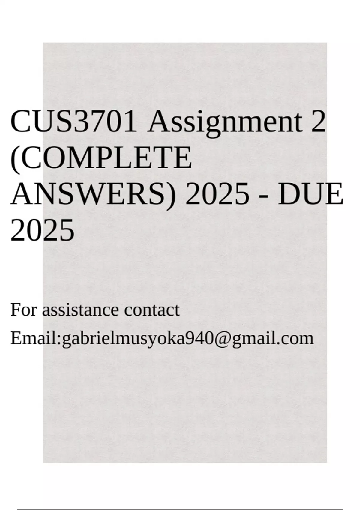 CUS3701 Assignment 2 (COMPLETE ANSWERS) 2025 - DUE 2025 - CUS3701 - Stuvia SA