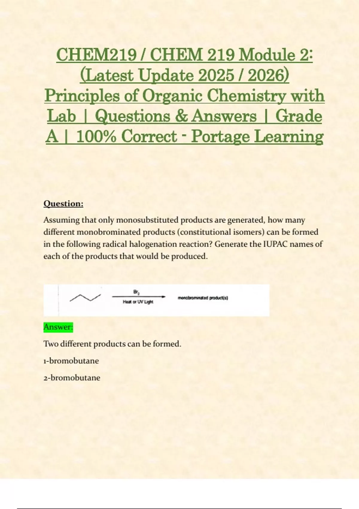 CHEM219 / CHEM 219 Module 2: (Latest Update 2025 / 2026) Principles of ...